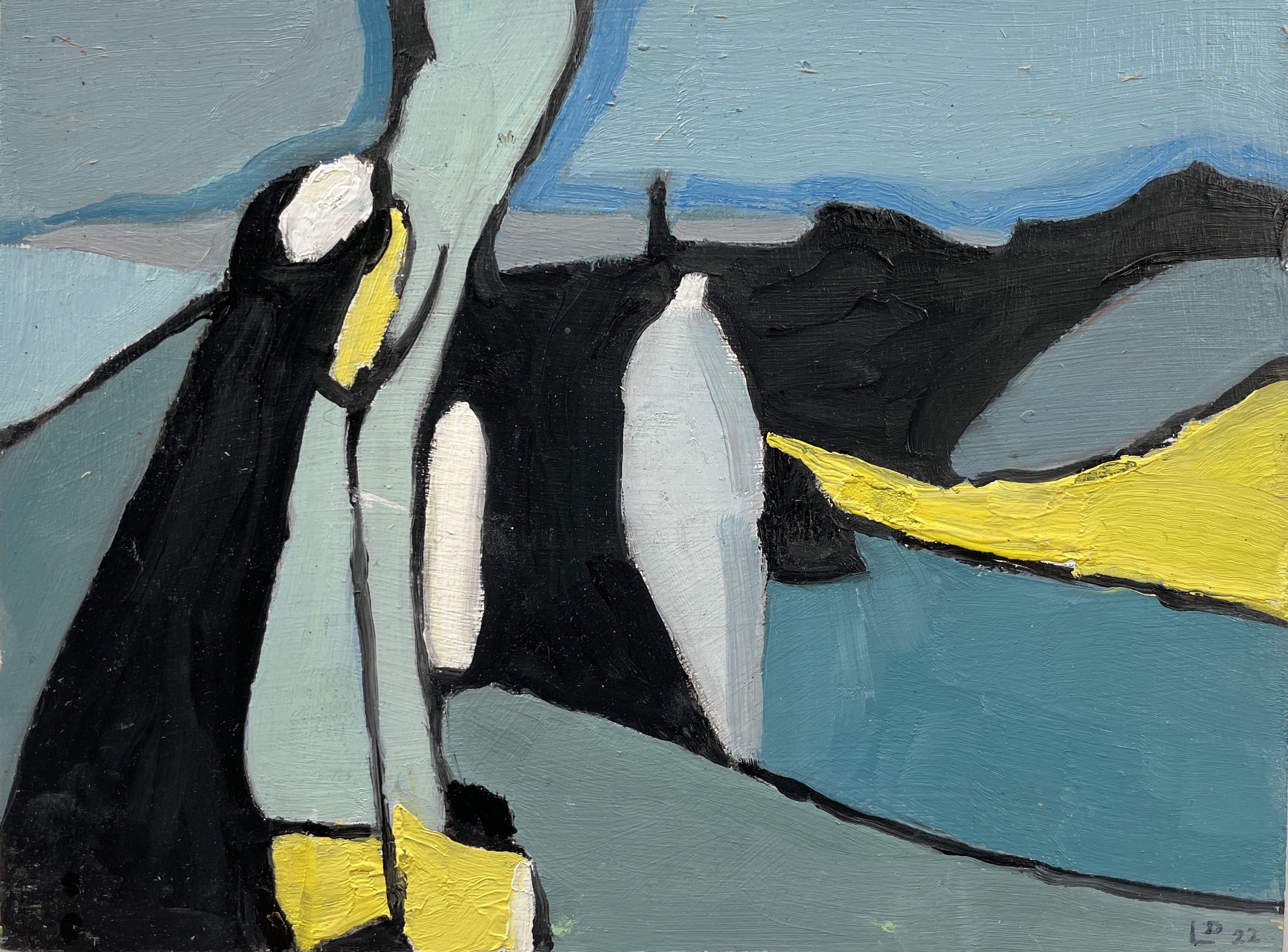 Leon DAVIES (1947) The Meeting Oil on - auctions & price archive