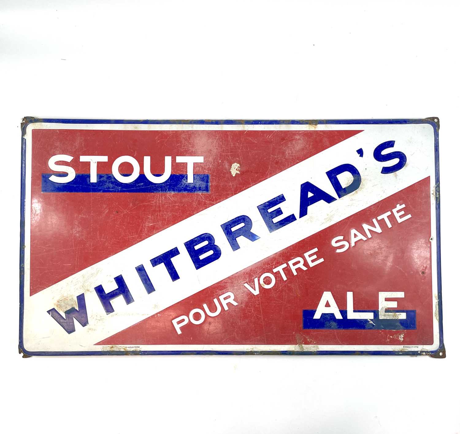 Lot 60 - A French Whitbread's enamel advertising sign,