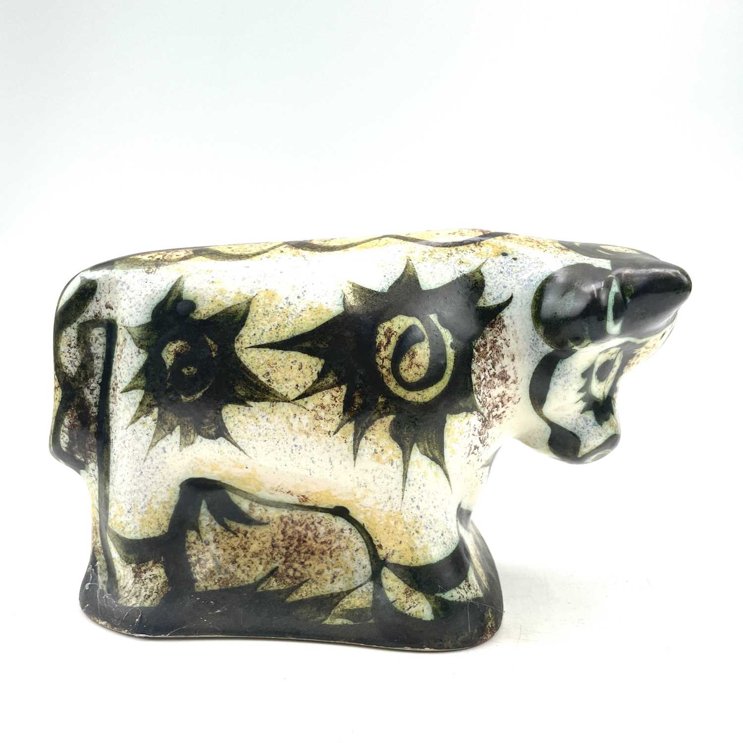Lot 820 - A Celtic, Newlyn pottery bull decorated in