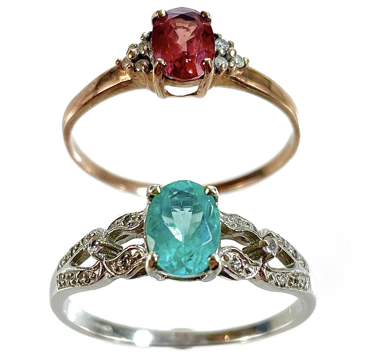 Lot 286 - Two modern 9ct gold diamond and gem stone