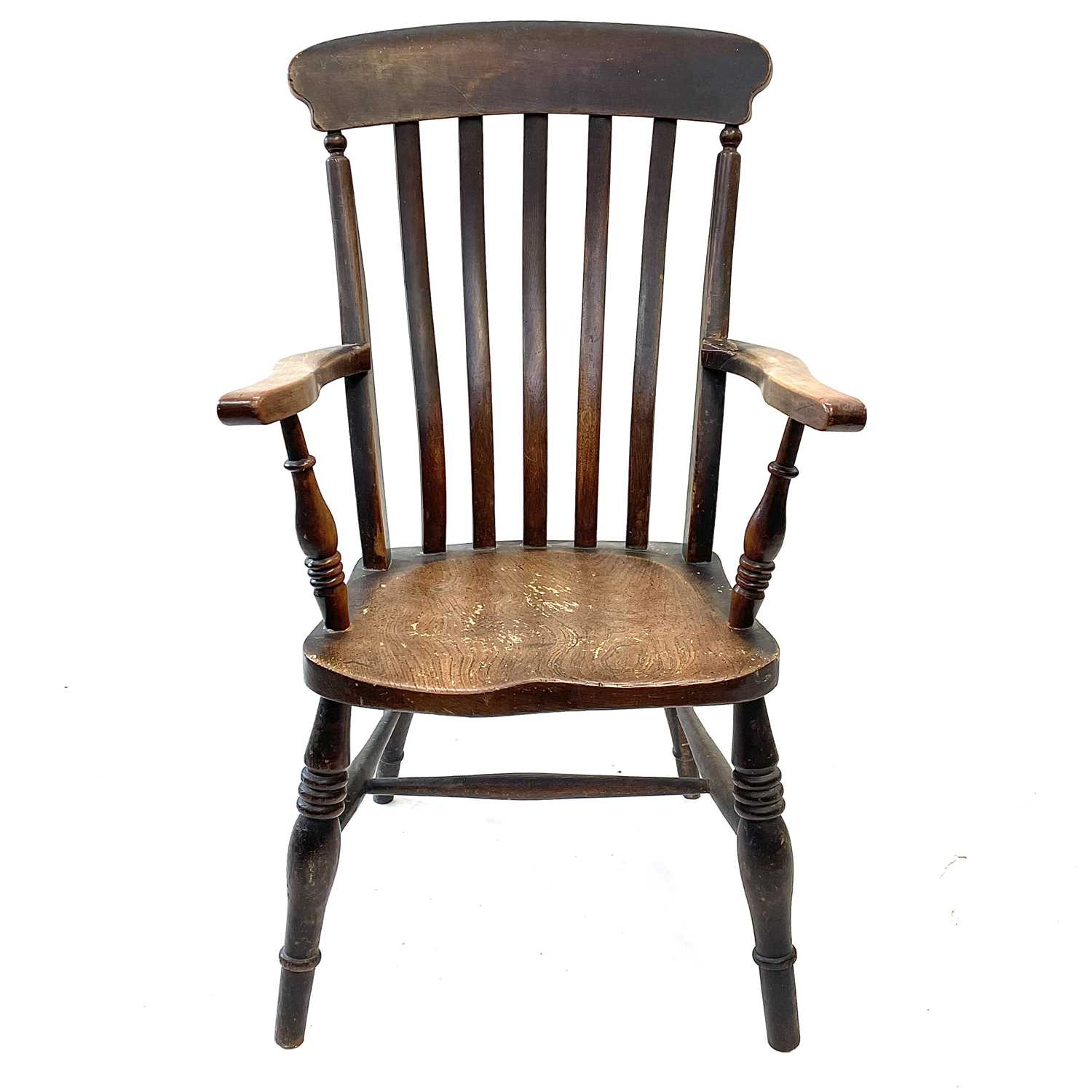 Lot 141 - A Victorian lathe back elm and beech kitchen