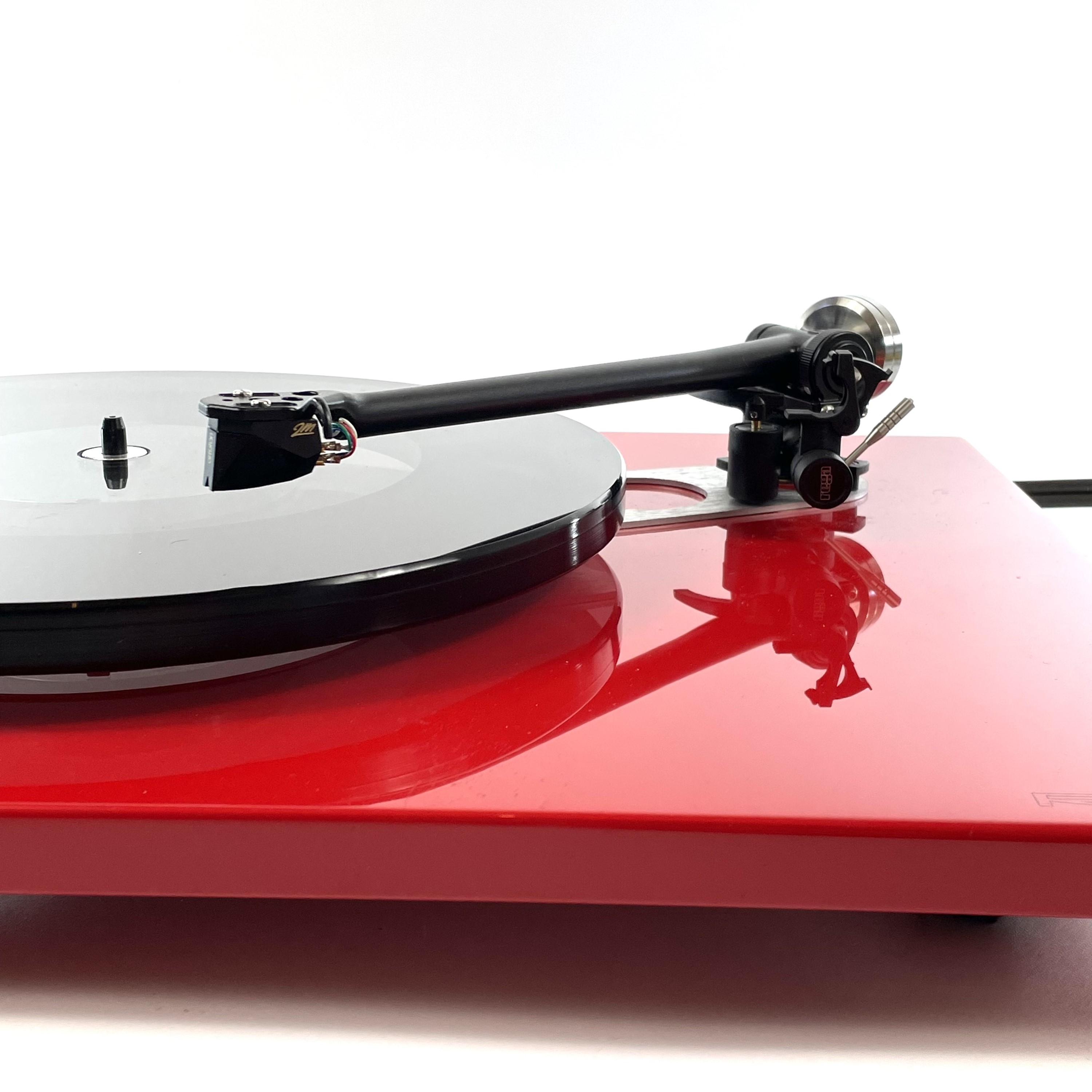 Lot 13 - A stylish red Rega RP6 turntable.