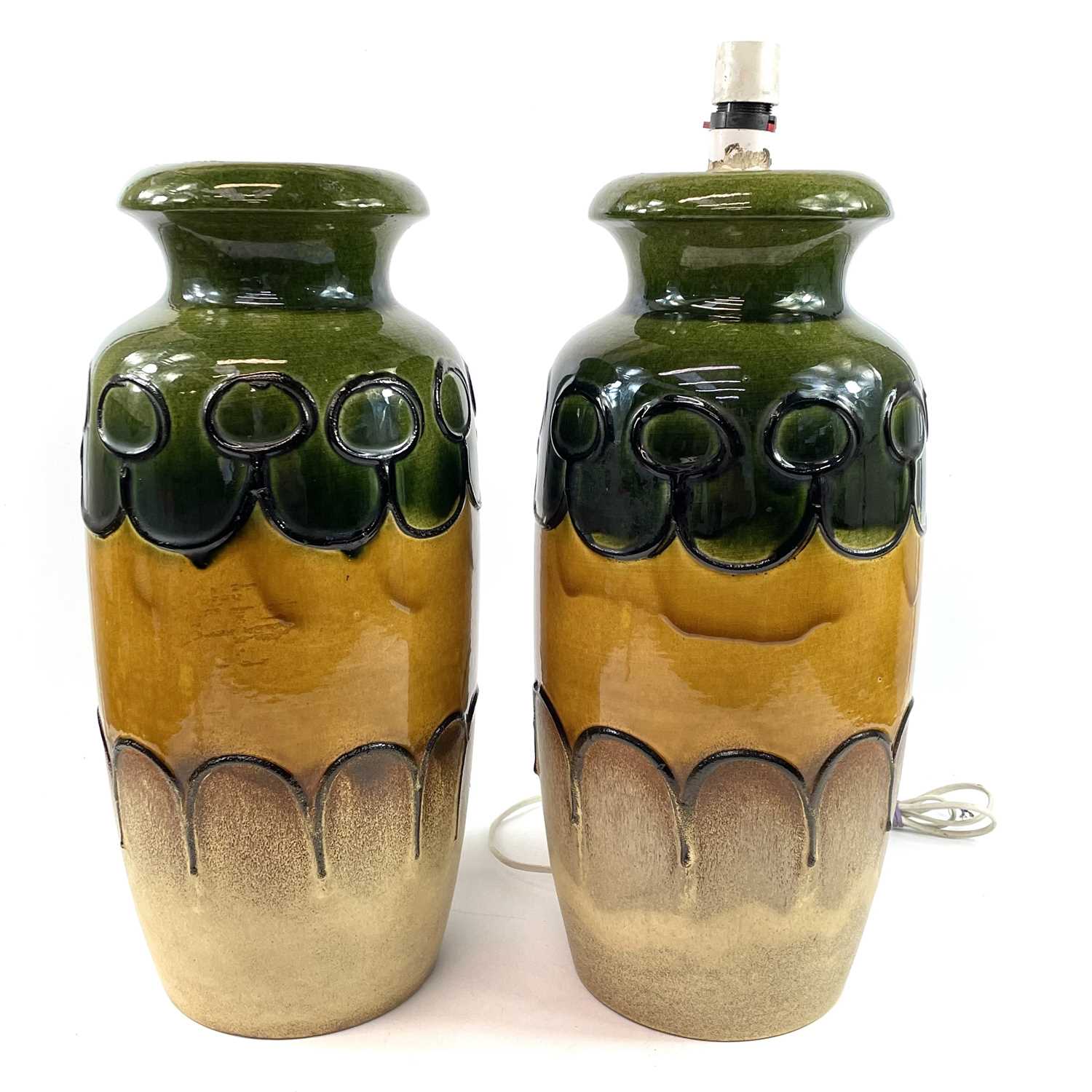 Lot 906 - A pair of large West German pottery lamps