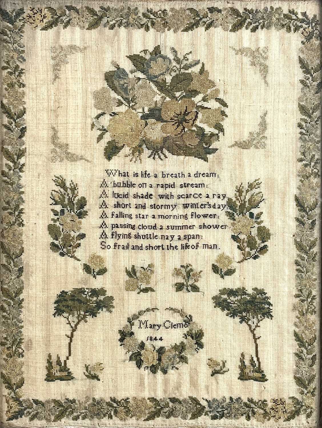 Lot 178 - A 19th century woolwork sampler.
