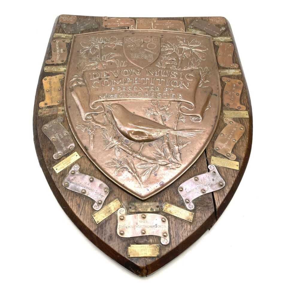 Lot 249 - A Newlyn copper trophy shield for the Devon