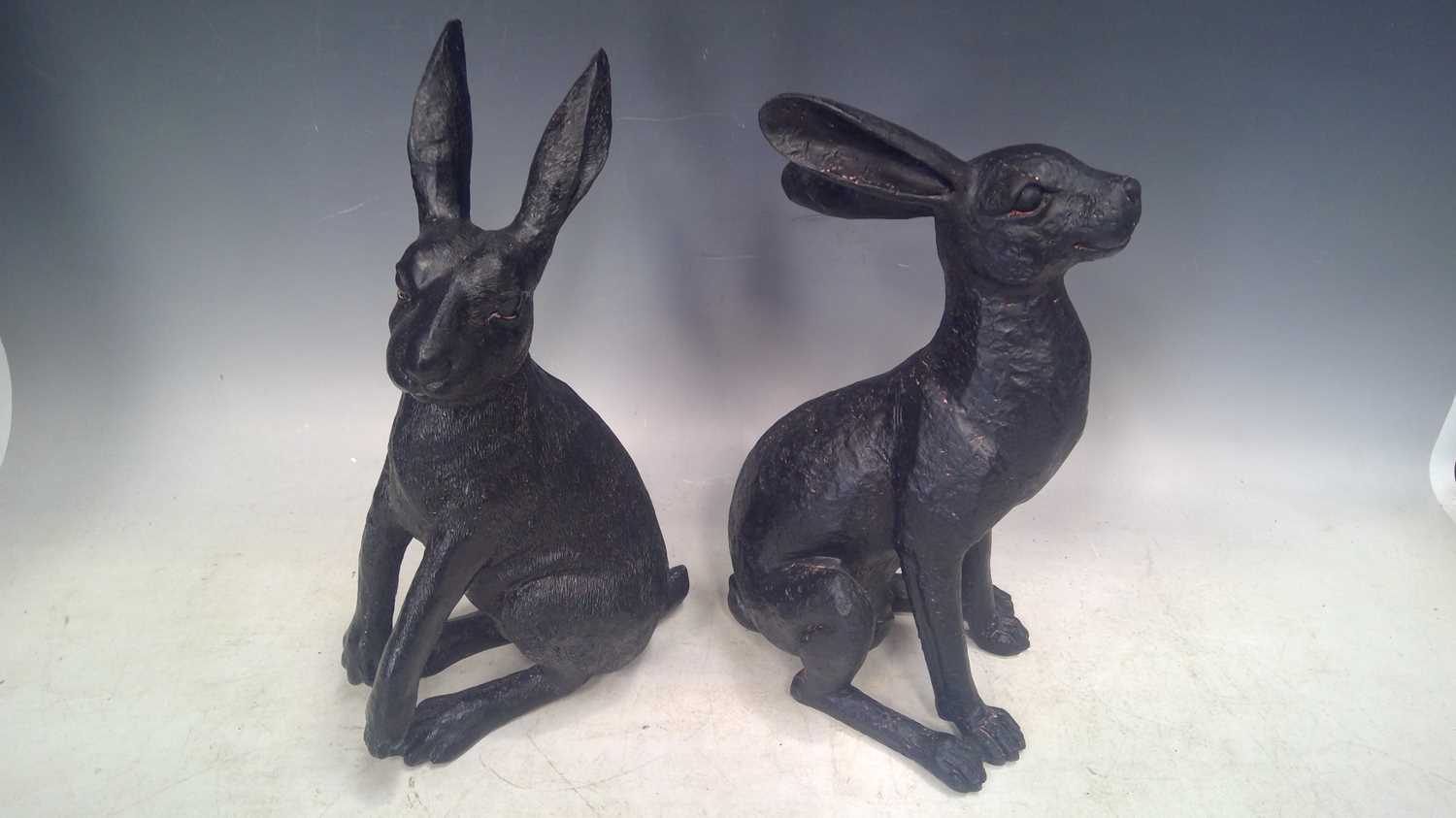 Lot 271 - Two Hares. In Resin, the Hares stand 37cm