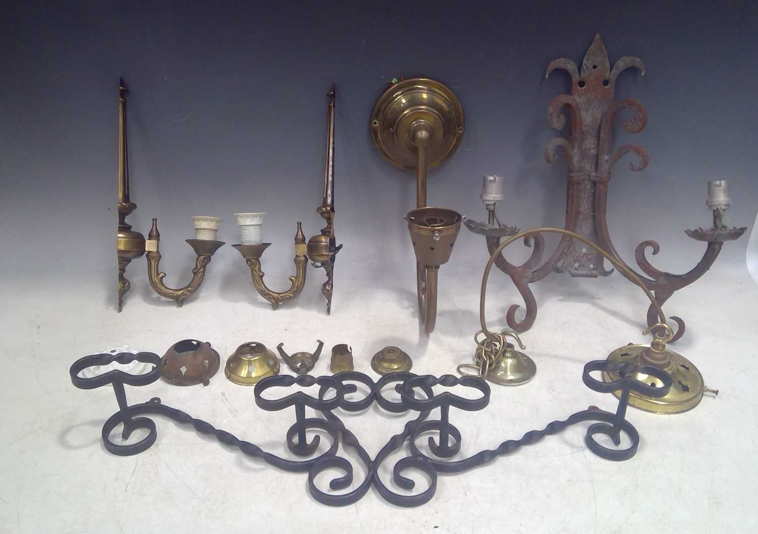 Lot 70 - Four Wall Esconces, Accessories and a Metal