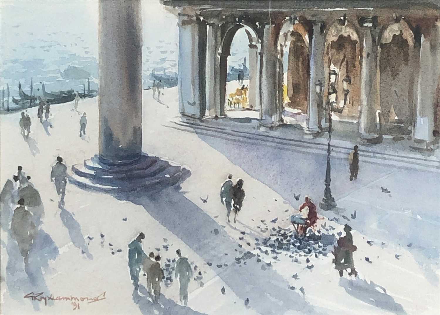 Lot 211 - Roy HAMMOND (b.1934) 'People and Pigeons,