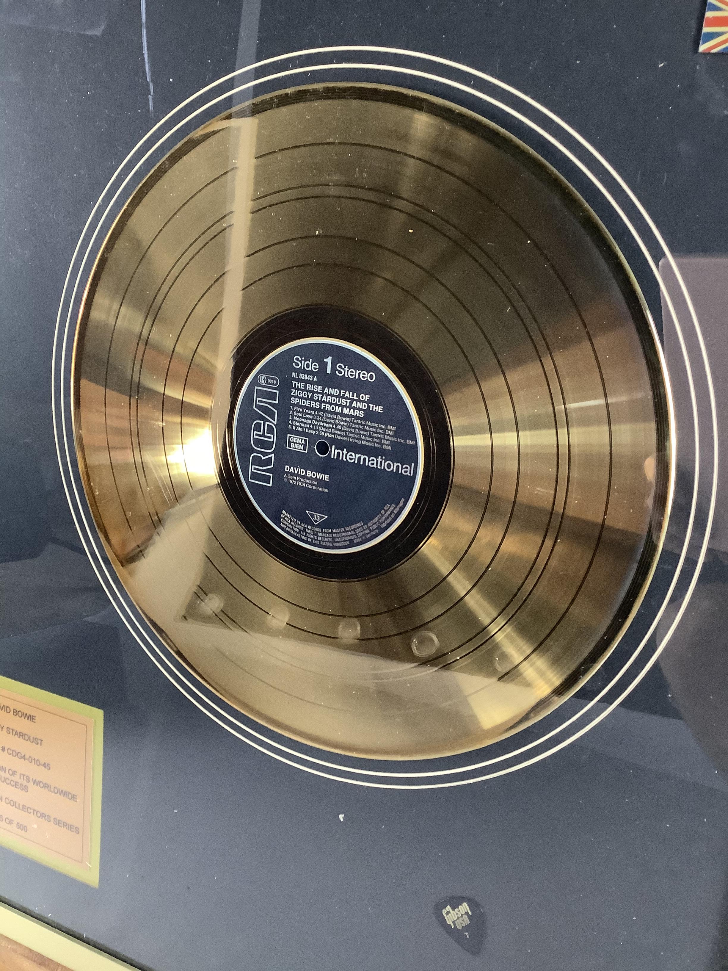 Lot 328 - David Bowie gold disc.