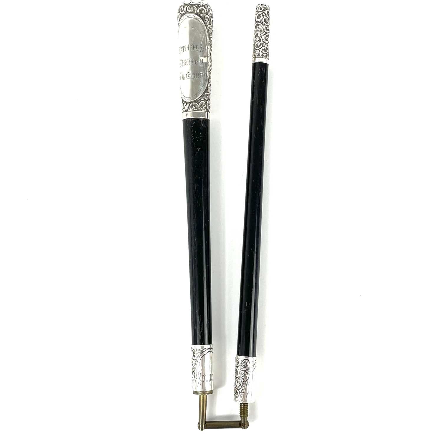 Lot 217 - An Edwardian silver mounted ebonised folding