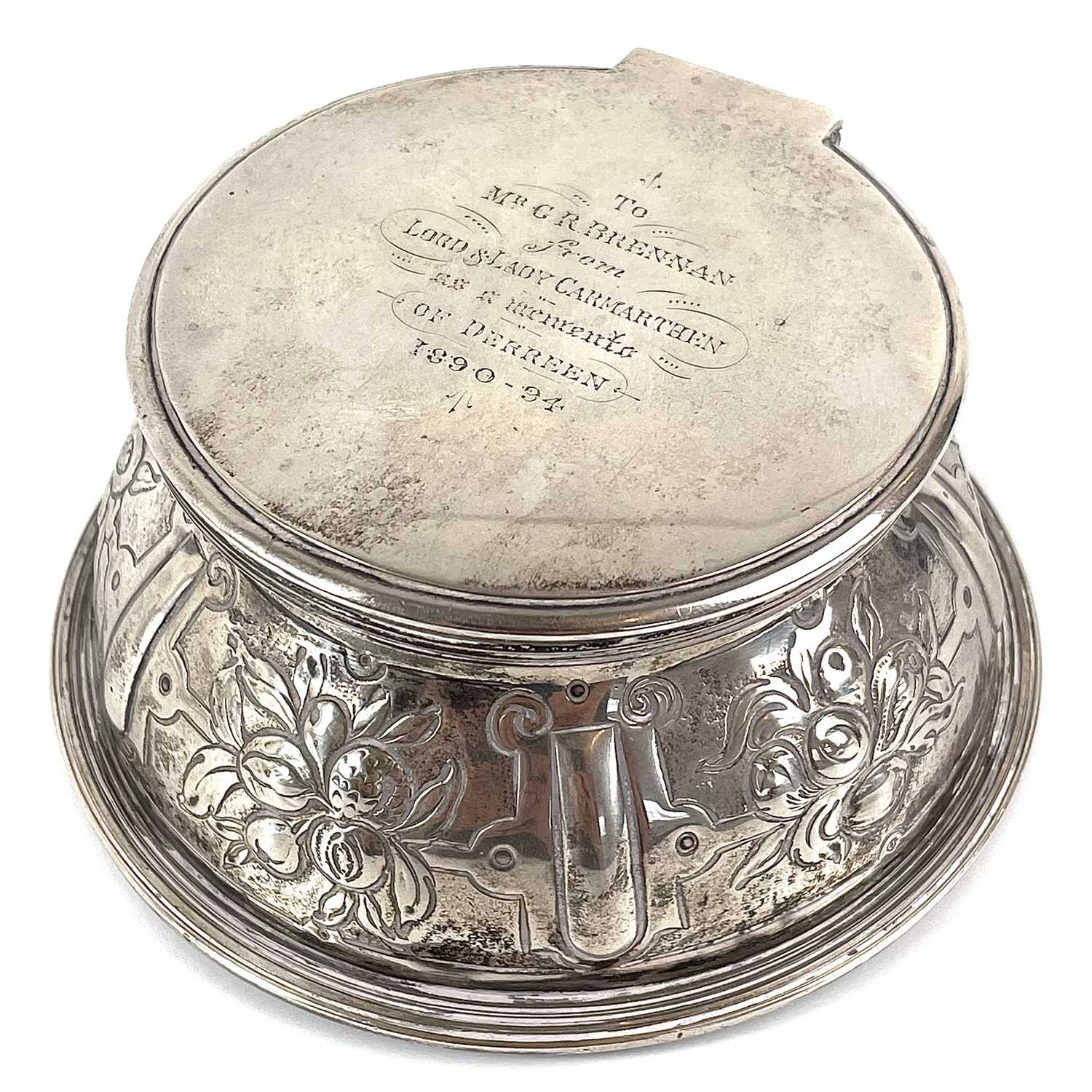 Lot 81 - A Victorian silver inkwell by lambert of