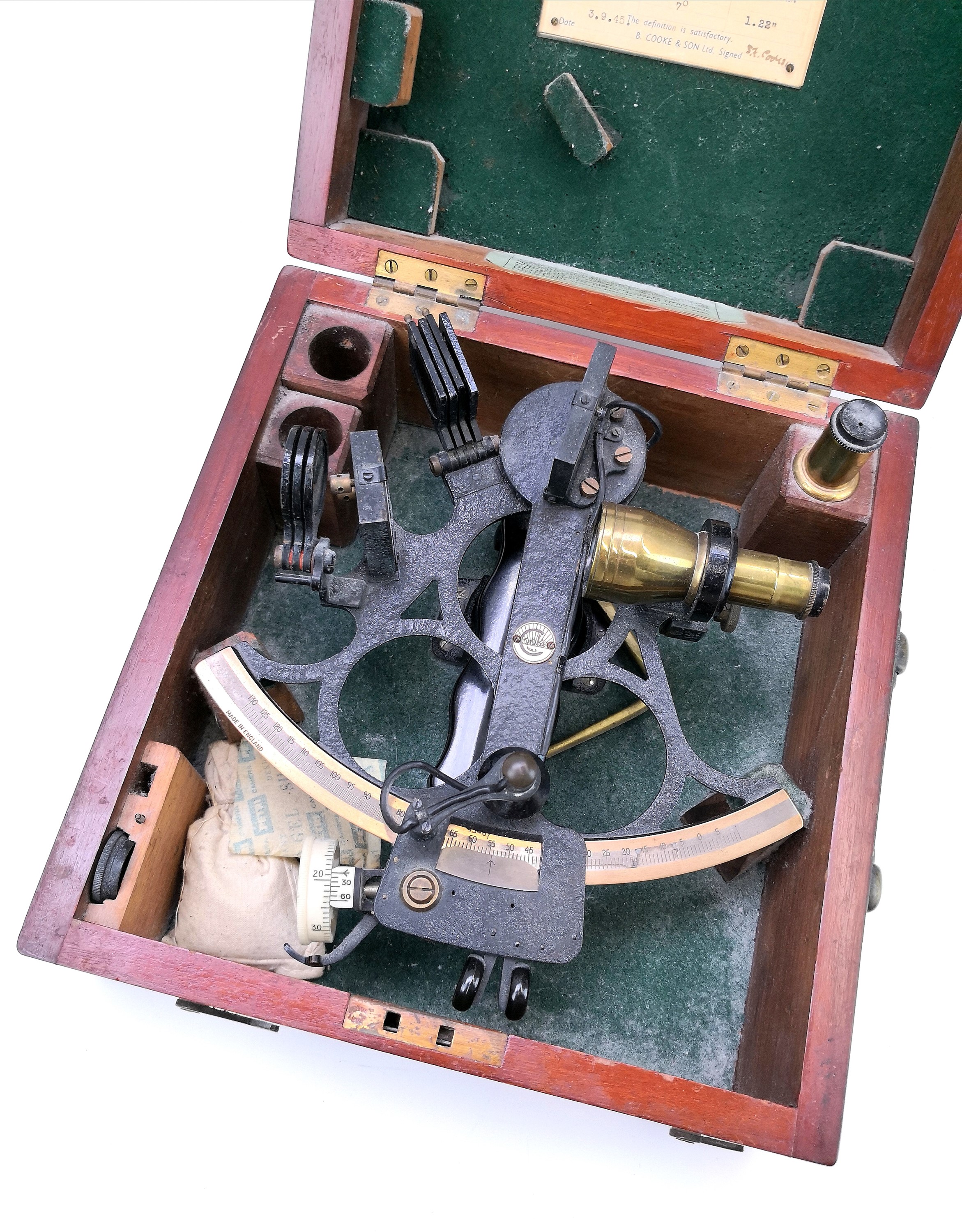 Lot 11 - A black lacquered Sextant by Cooke & Son,
