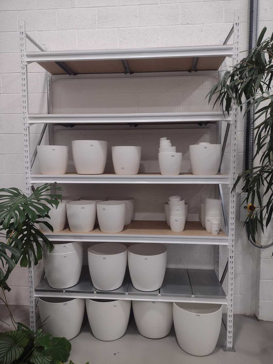Lot 384 - White powder-coated adjustable metal racking