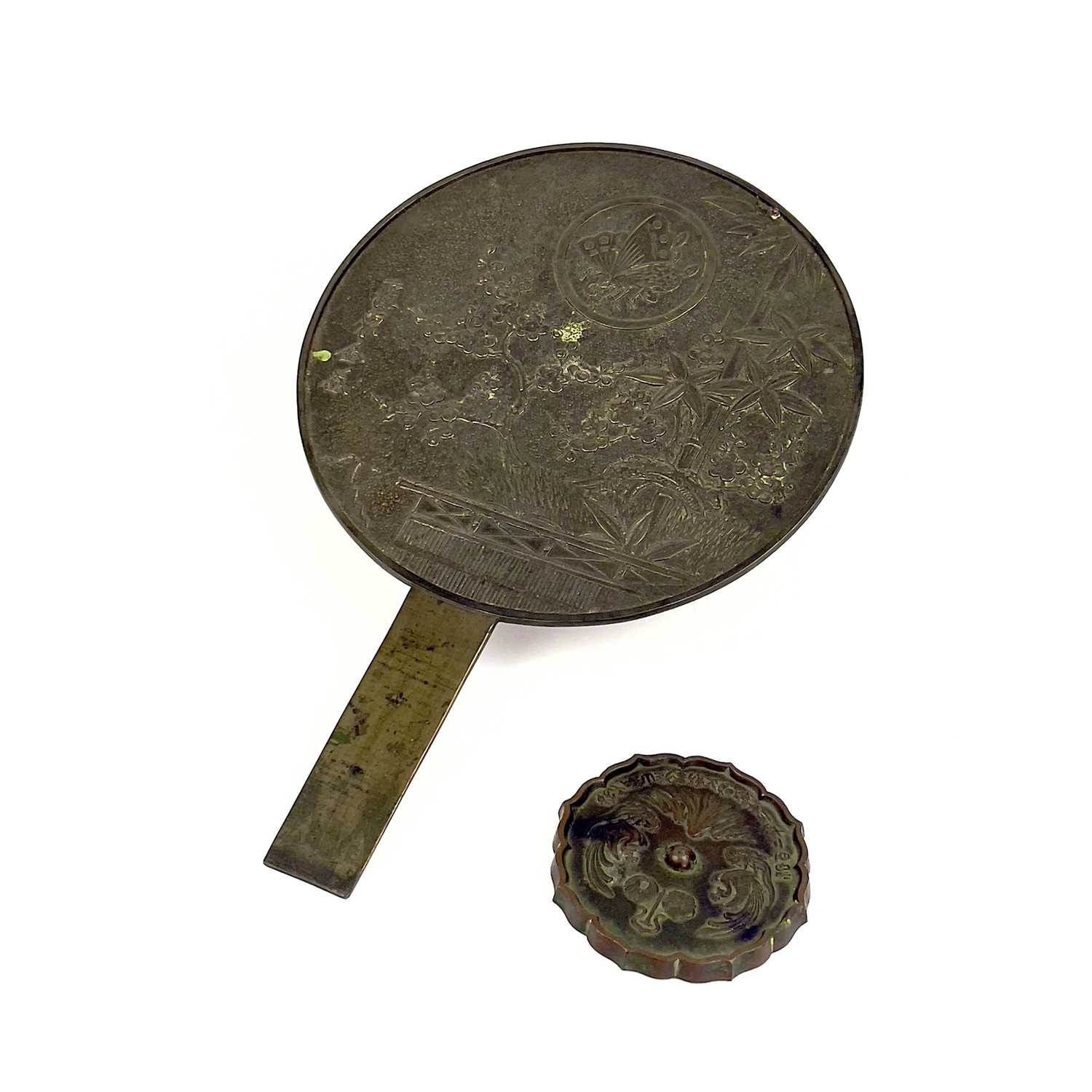 Lot 75 - Two Japanese bronze hand mirrors, Meiji