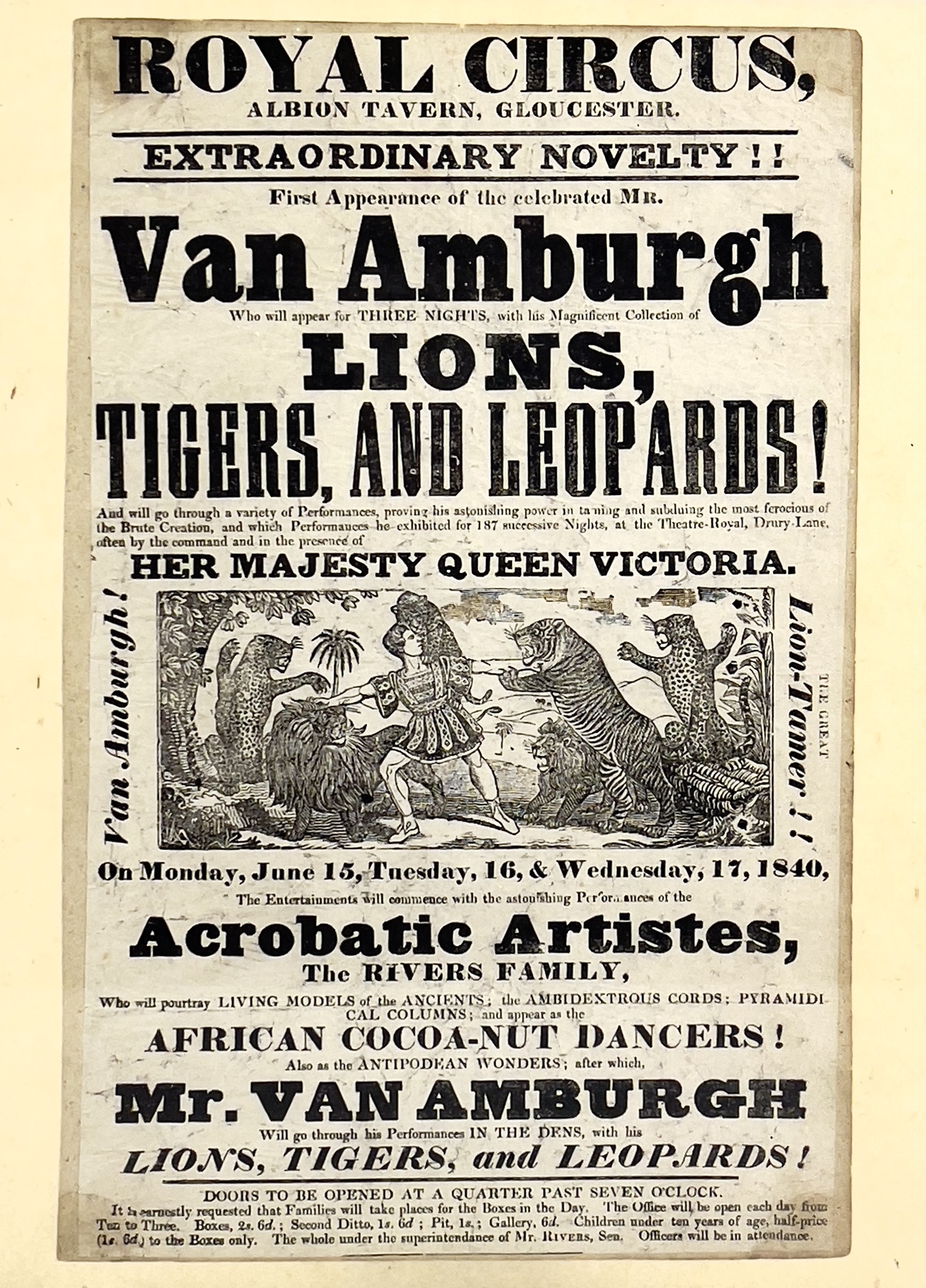 Lot 2 - A rare early Victorian circus advertising