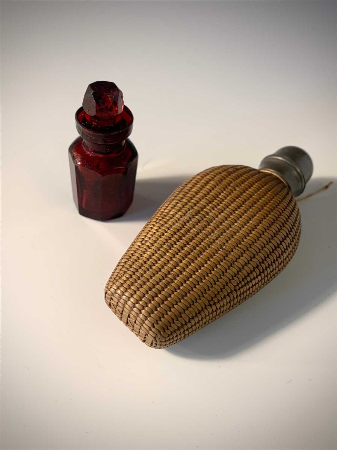 Lot 2401 - A small Victorian flask covered with basket