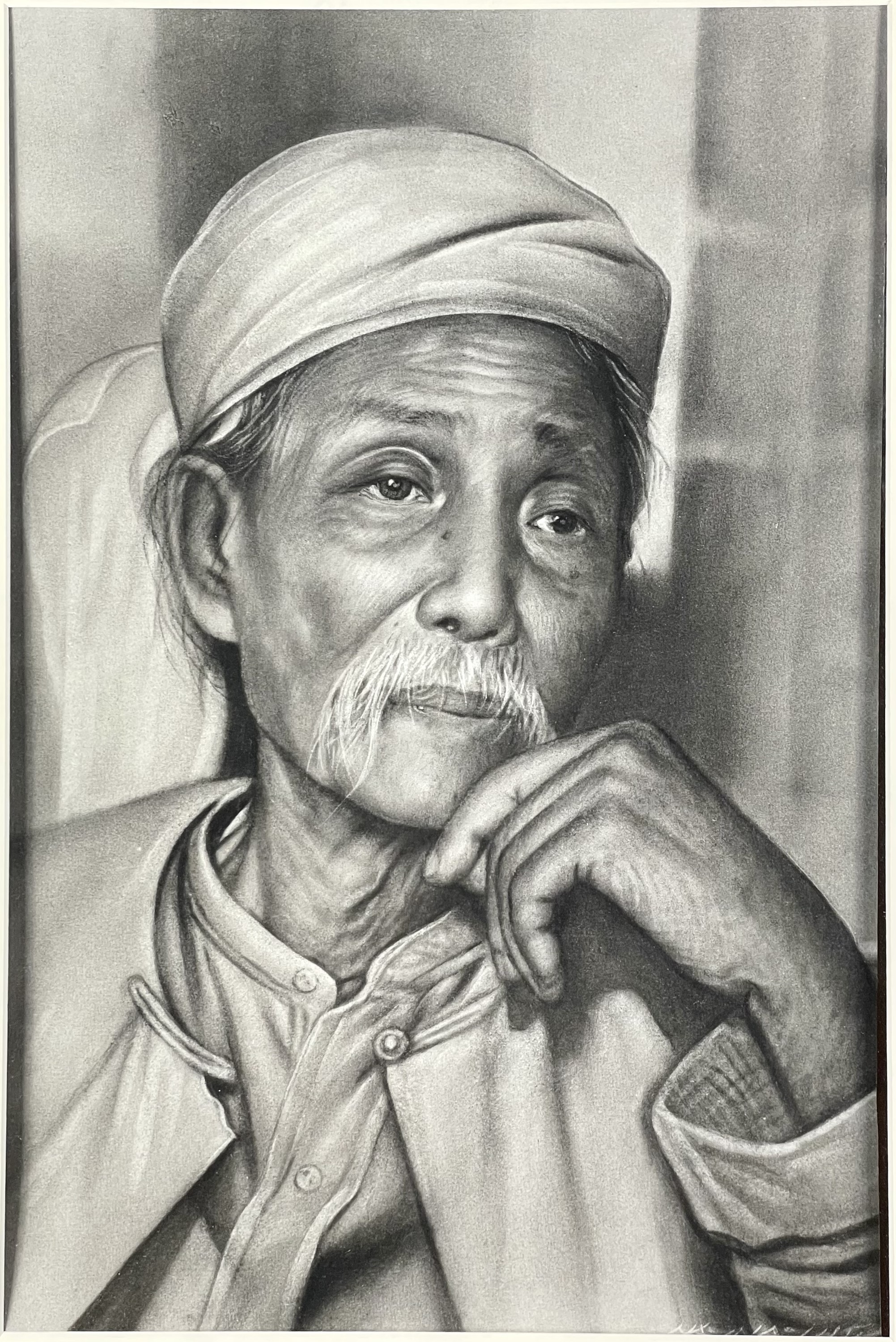 Lot 634 - A fine charcoal drawing of Thakin Kodaw