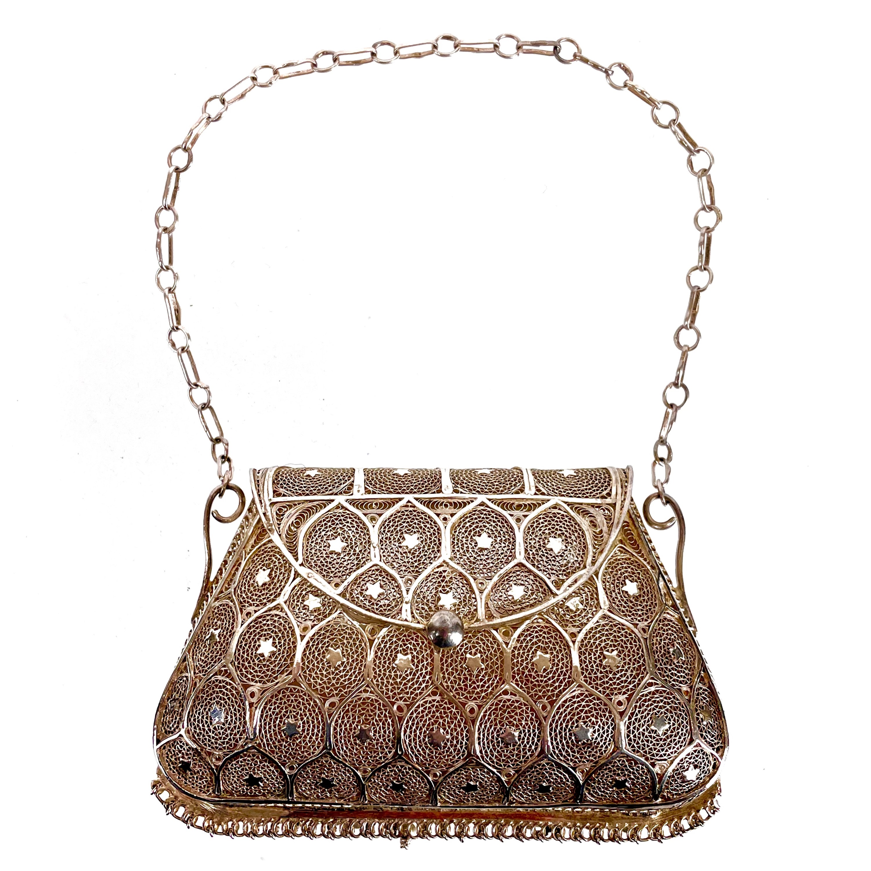 Lot 1045 - An Indian silver filigree purse.