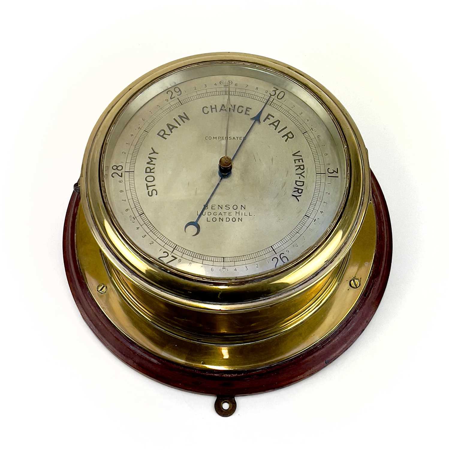 Lot 1715 - A Benson brass marine aneroid barometer.
