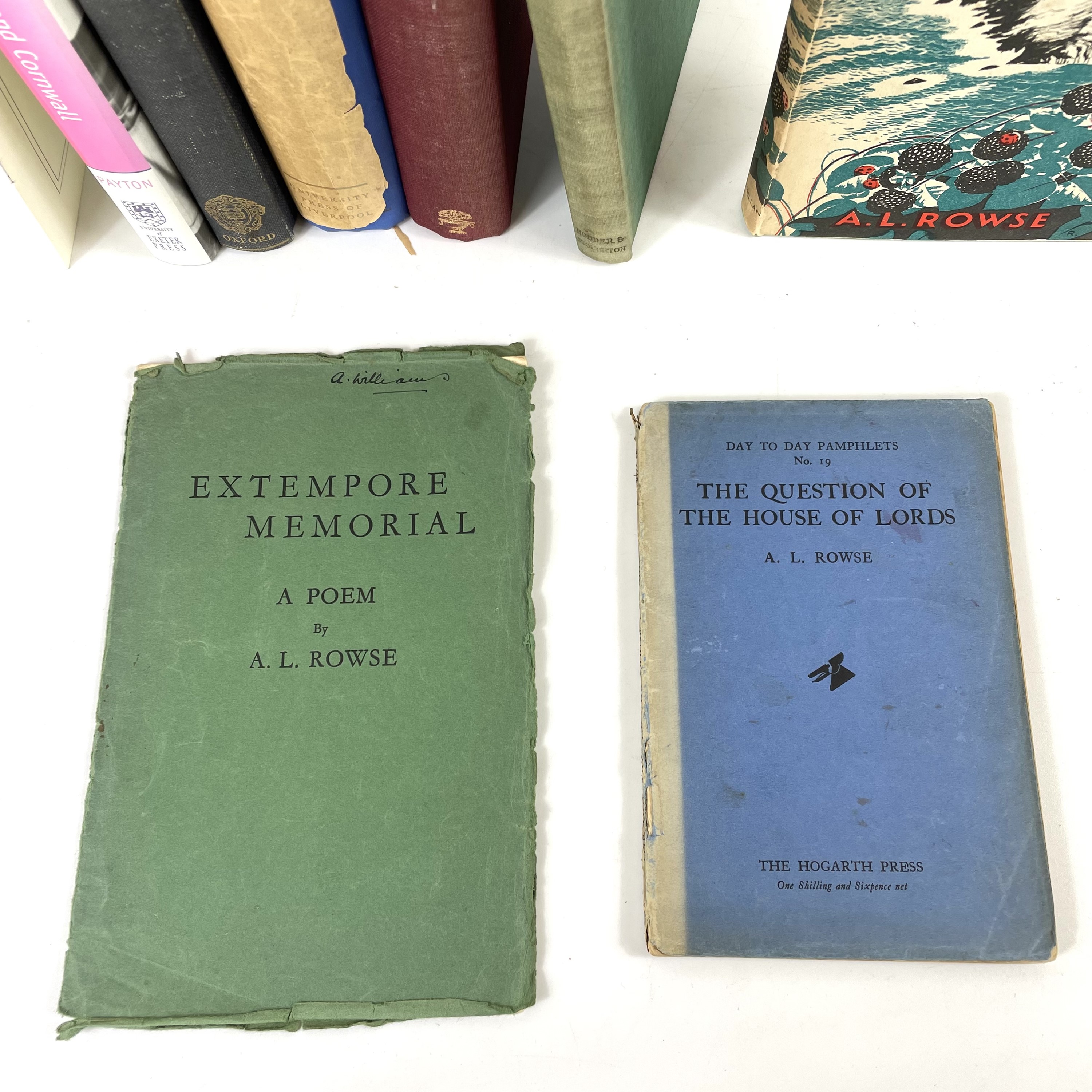 Lot 88 - A. L. Rowse. Six books and three pamphlets