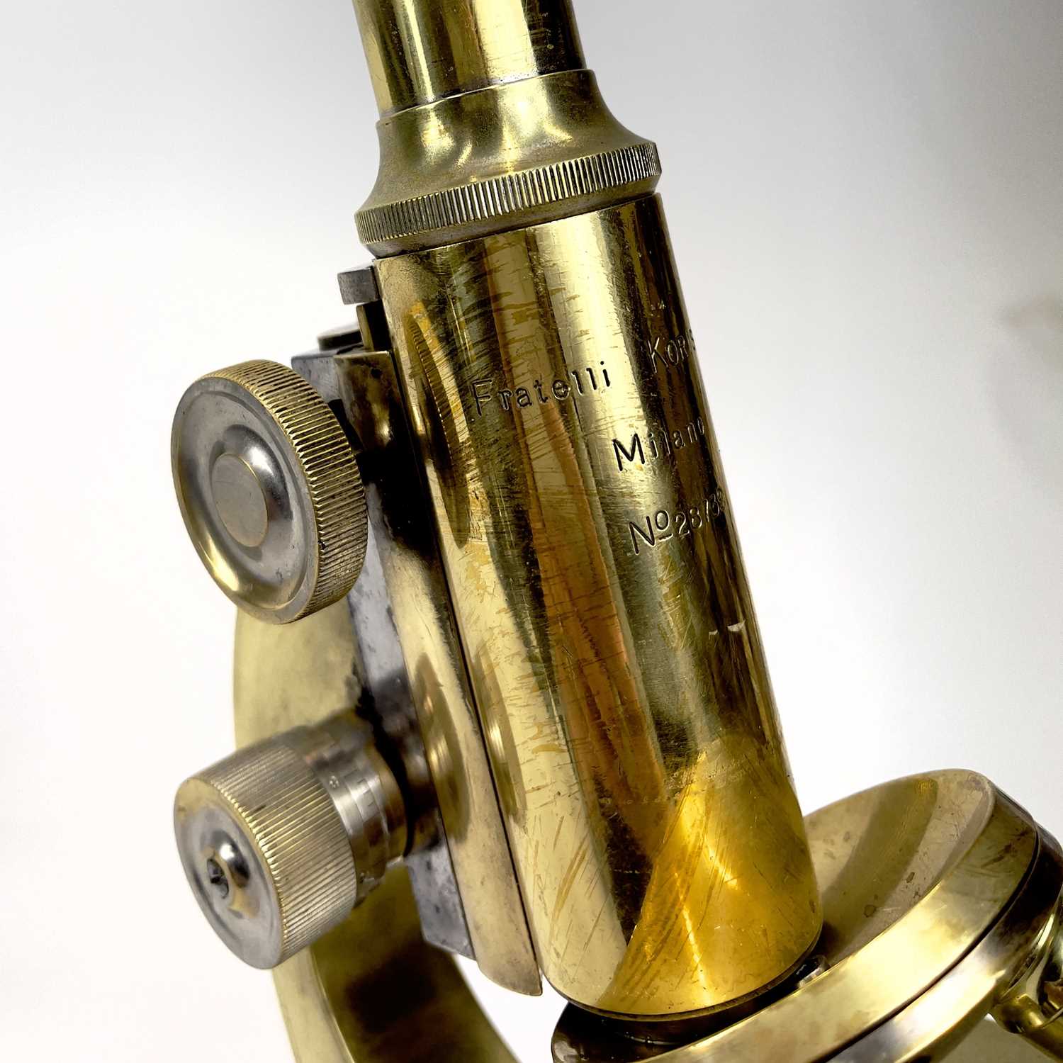 Lot 78 - An Italian brass compound microscope by