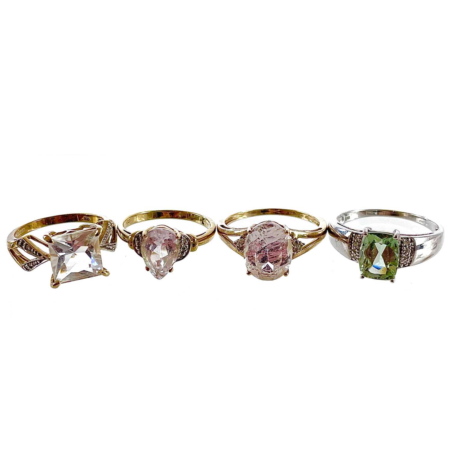 Lot 143 - Four 9ct contemporary gem and small diamond