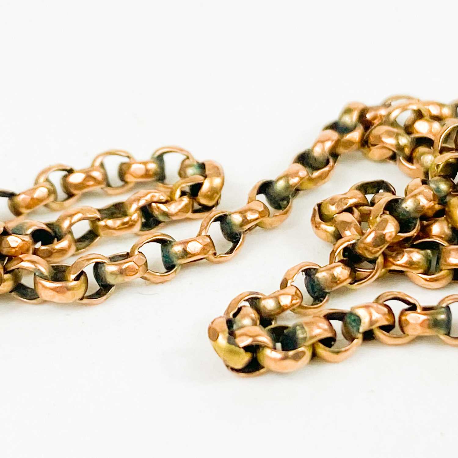 Lot 52 - A 9ct rose gold belcher link chain.