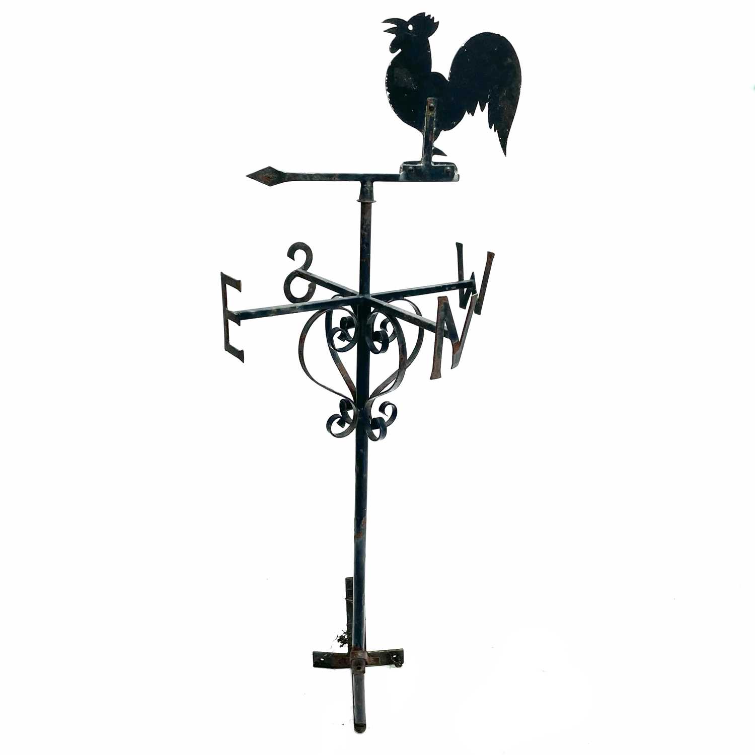 Lot 203 - A wrought iron weather vane with cockerel