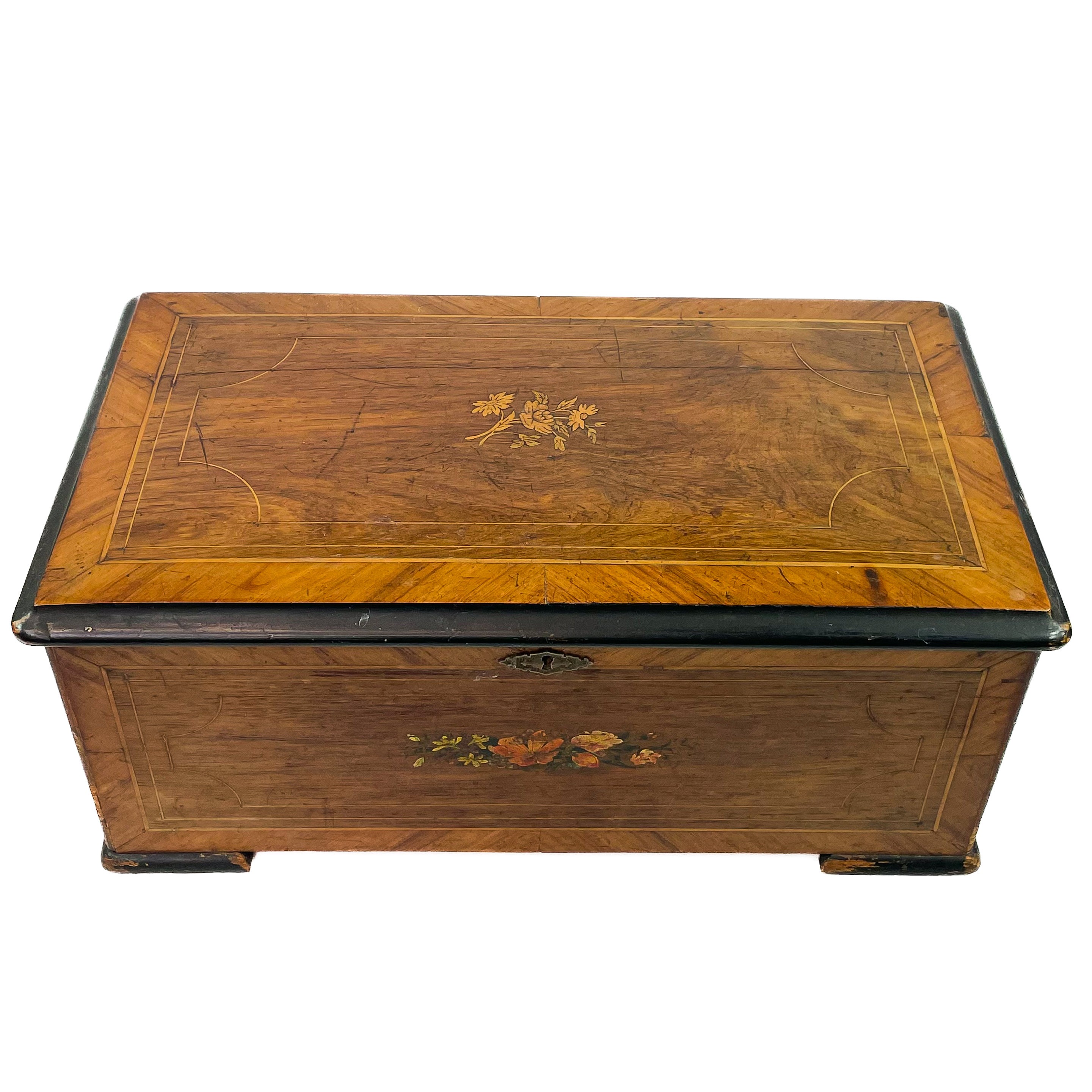 Lot 54 - A late Victorian walnut music box case.