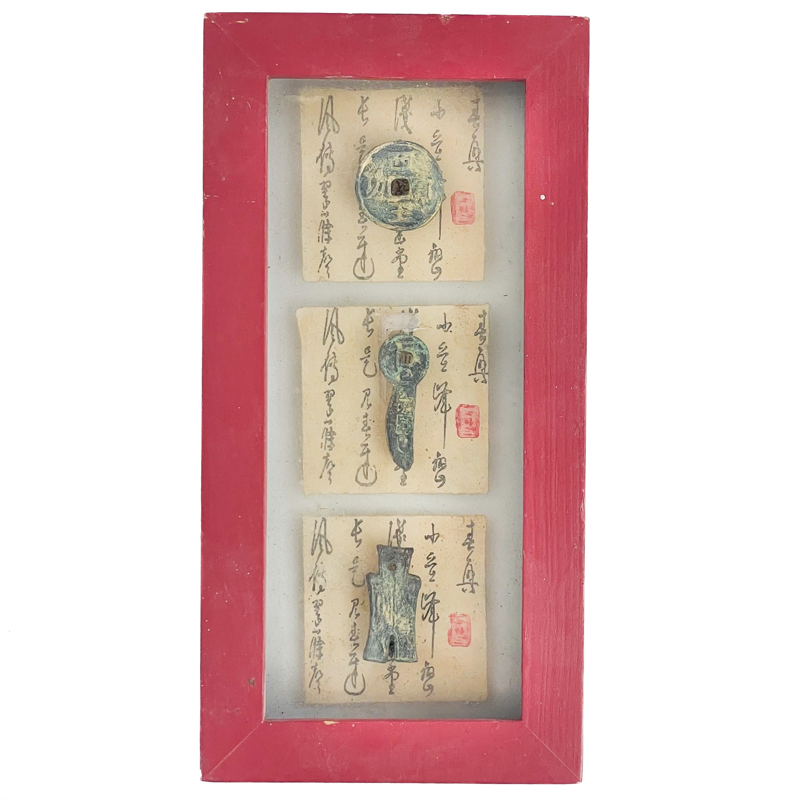 Lot 490 - A glazed cased of 'ancient' Chinese tokens.
