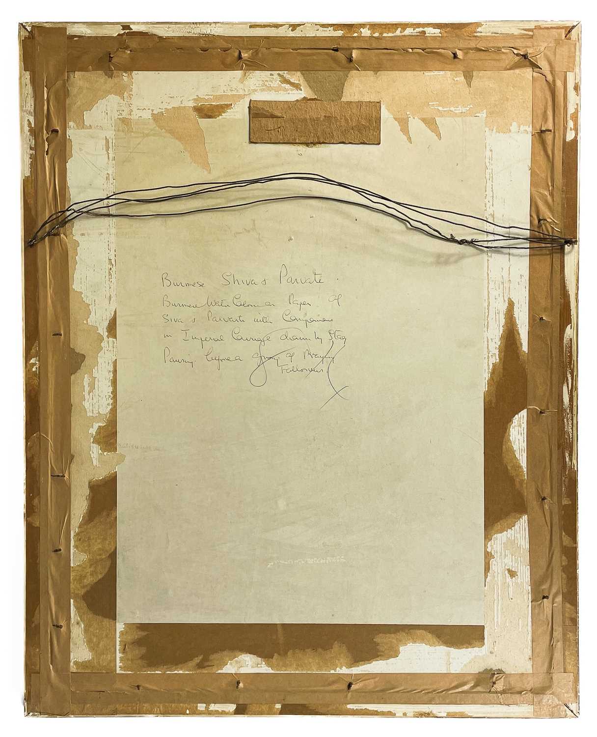 Lot 54 - A Burmese watercolour of Shiva and Parvati,