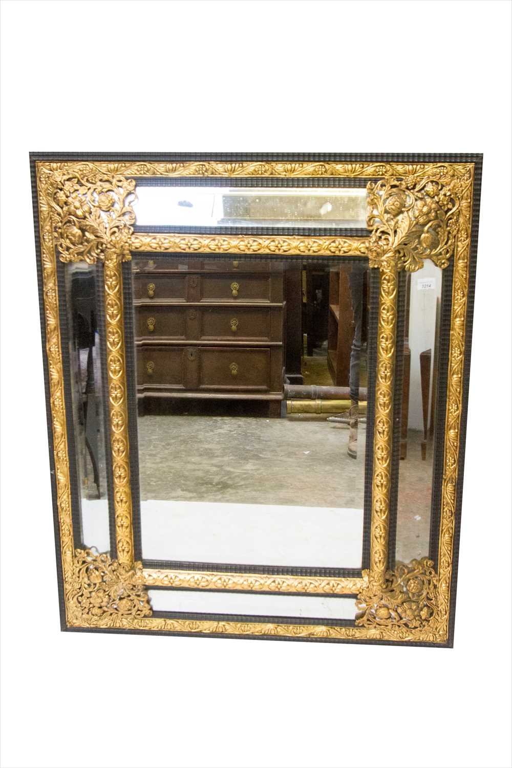 Lot 3214 - A large wall mirror, with gilt metal mounts.