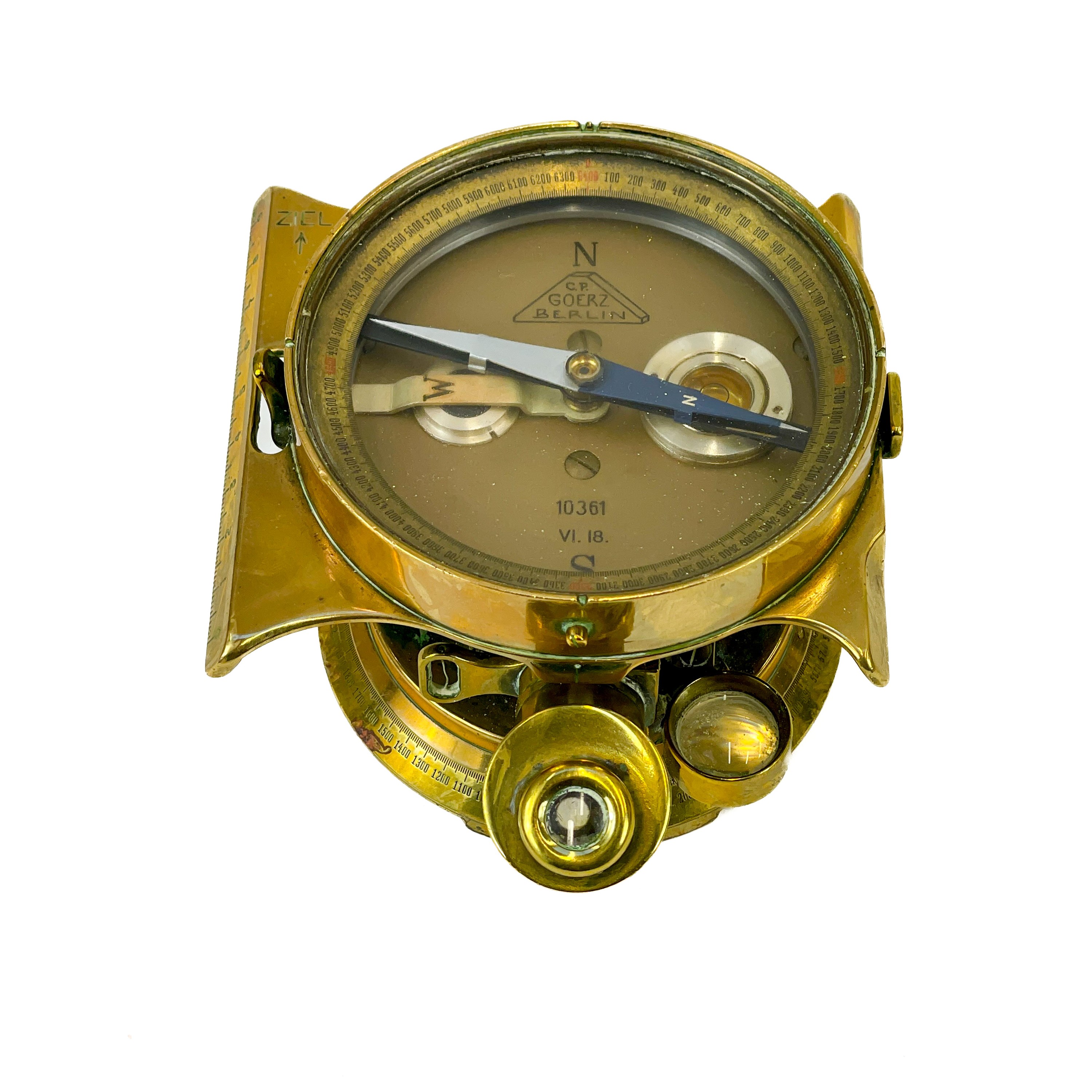 Lot 69 - A WW1 era brass artillery compass by C P