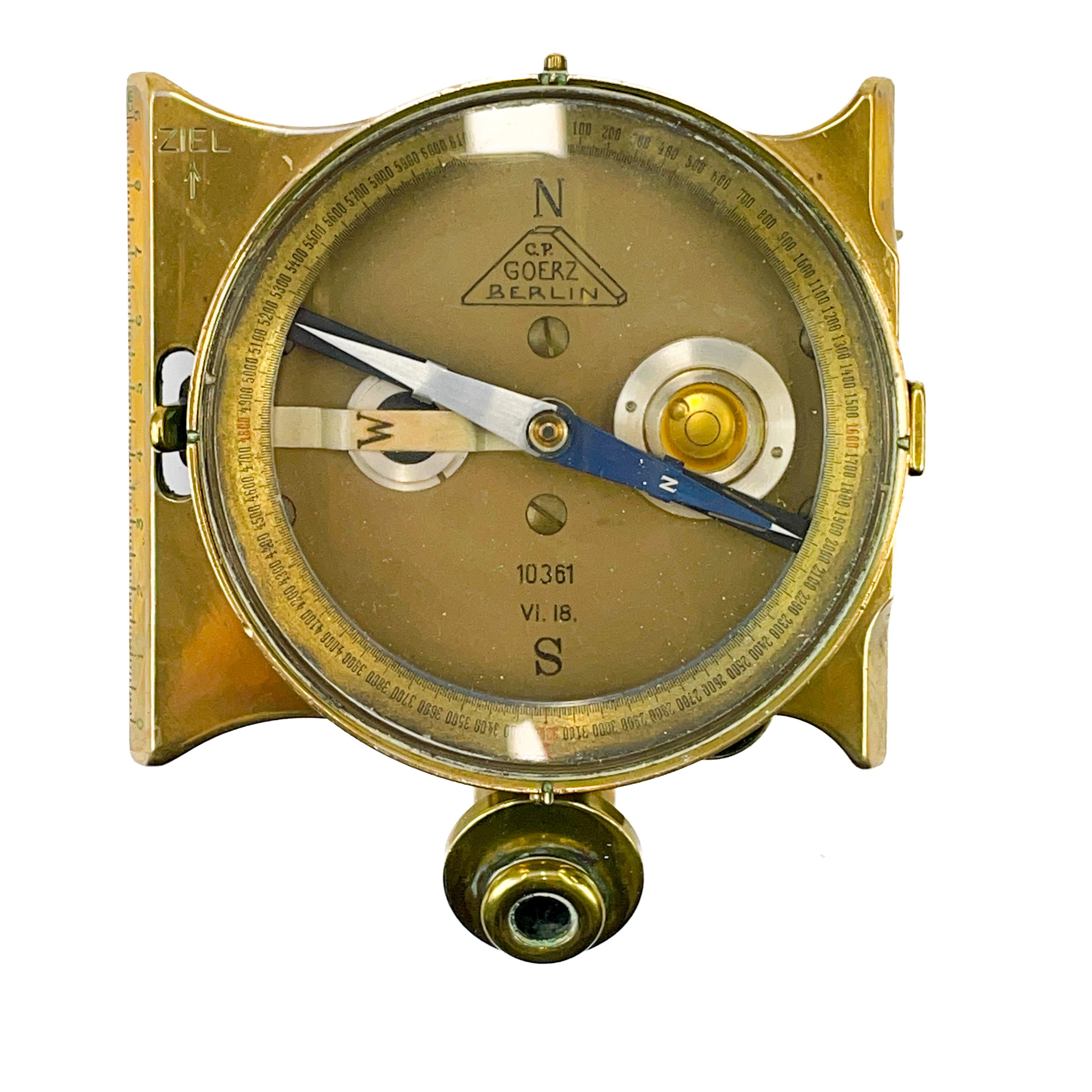 Lot 69 - A WW1 era brass artillery compass by C P