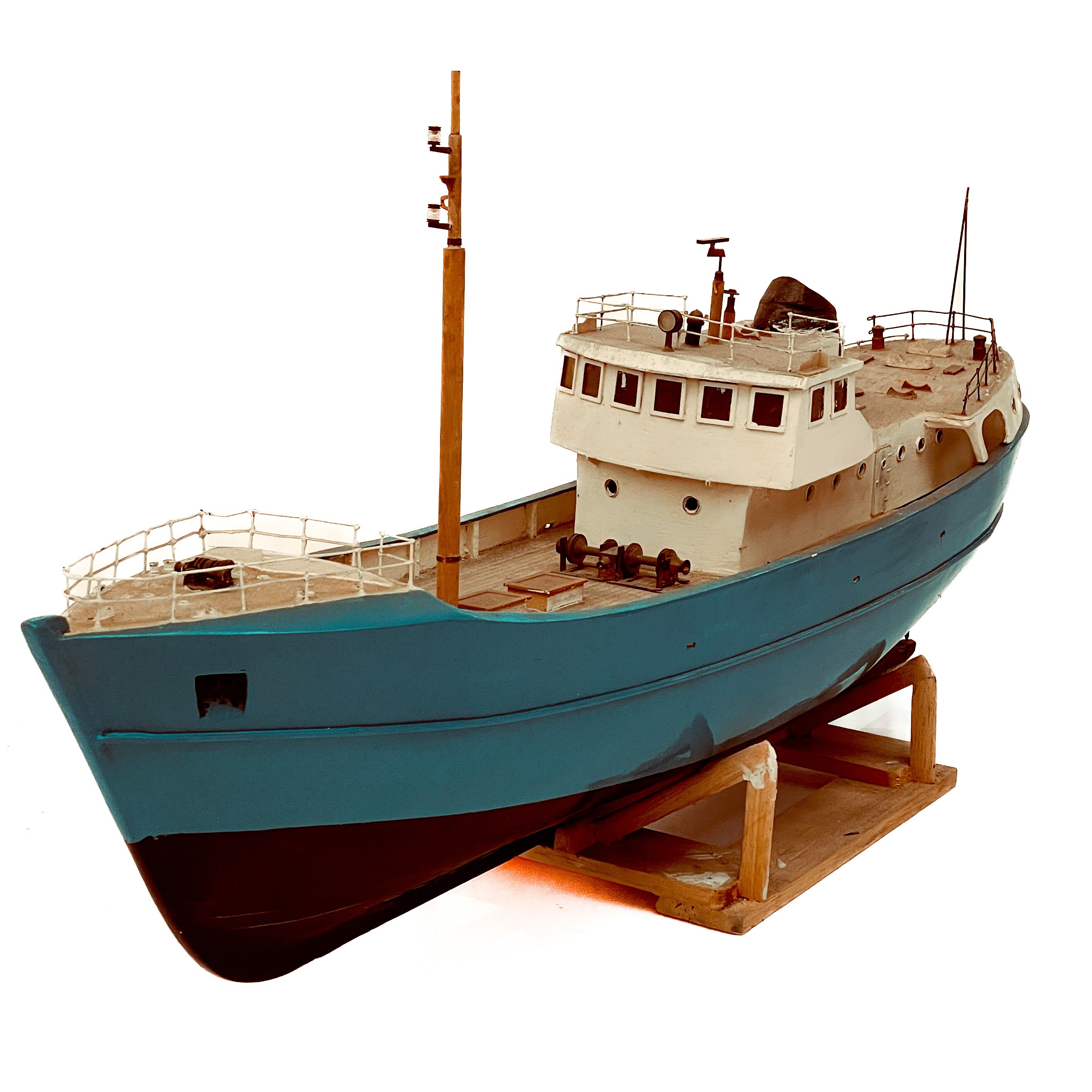 Lot 167 - A painted plywood model of a fishing trawler.
