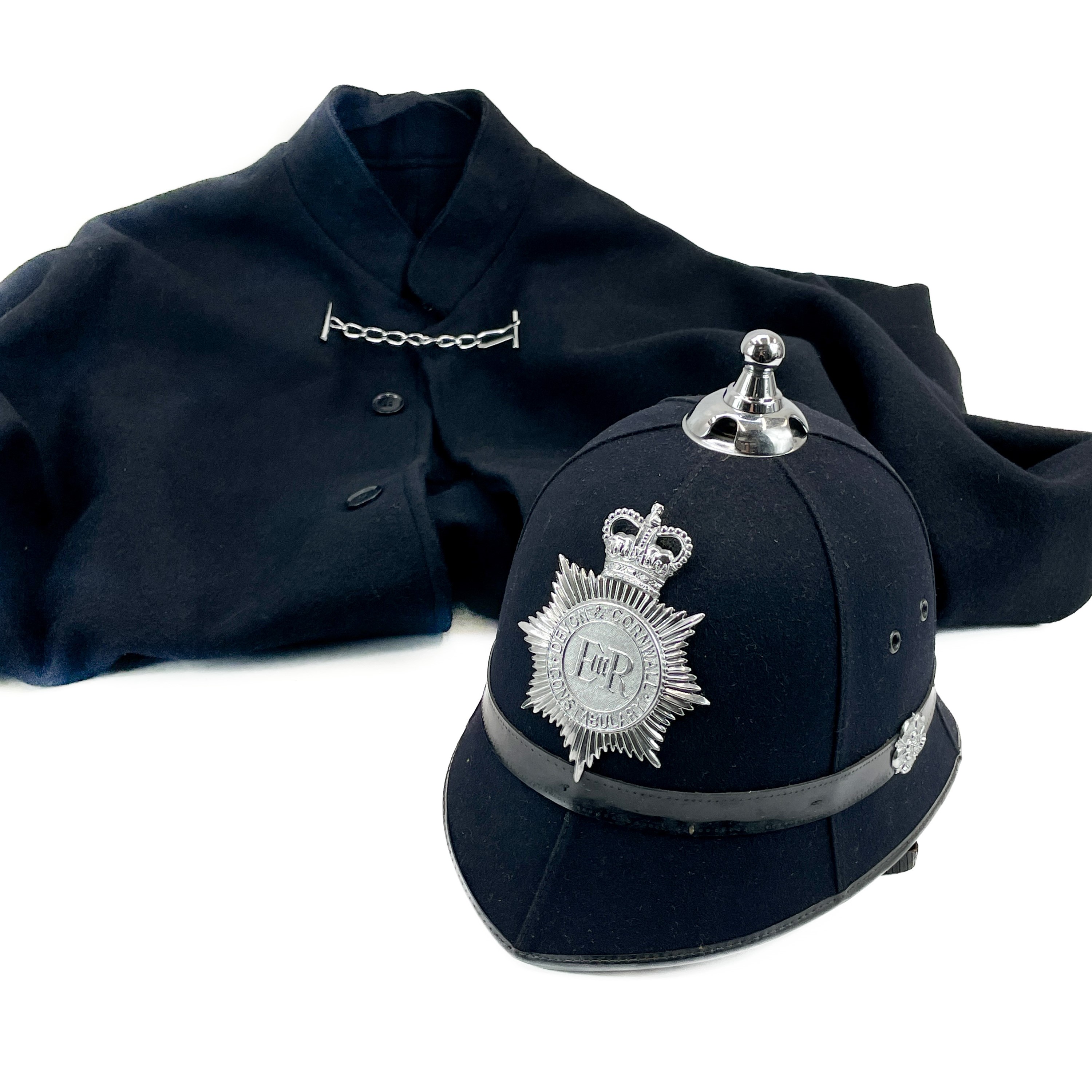 Lot 408 - Police Helmet, Truncheons, Cape etc.