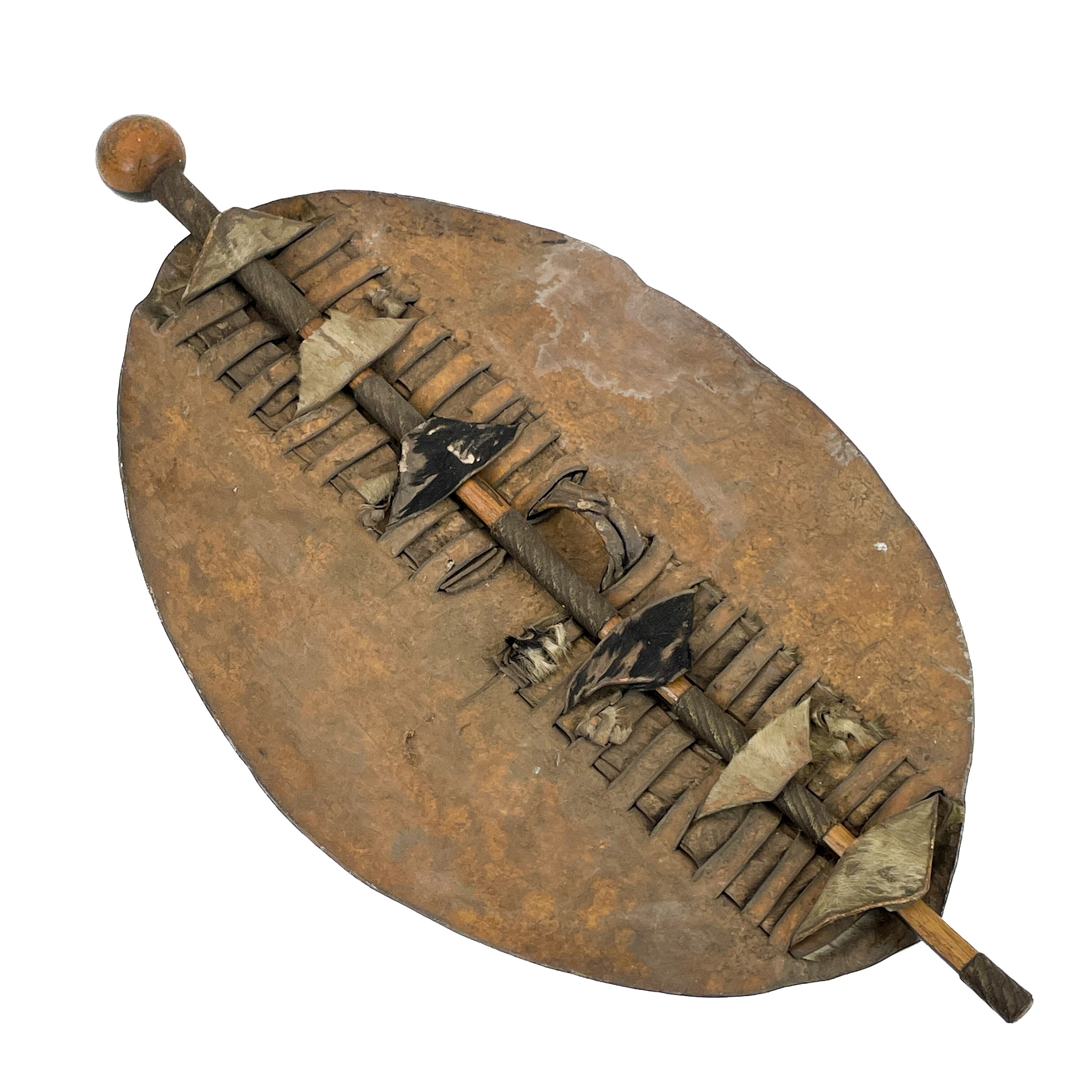 Lot 85 - An African hide shield and knobkerrie.