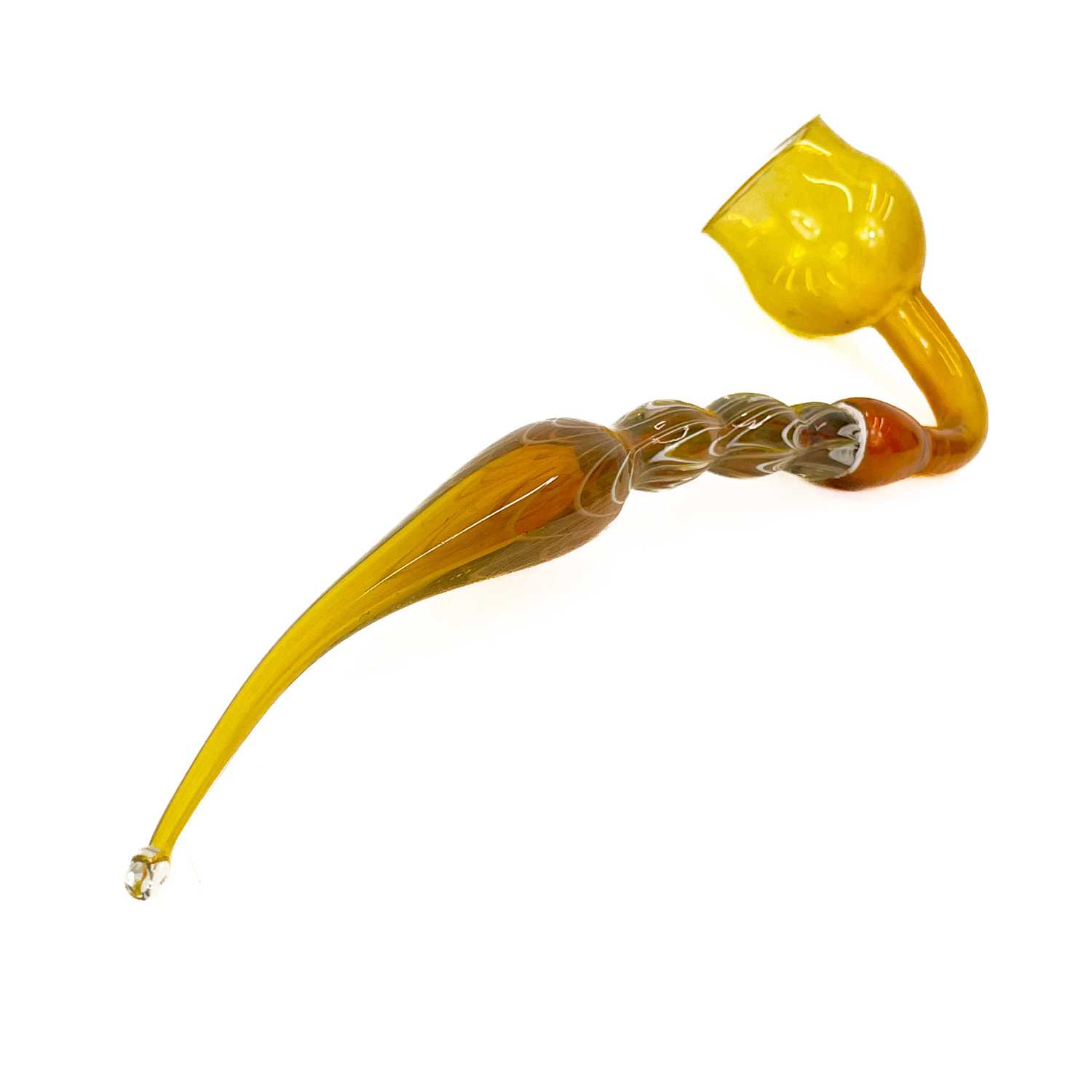 Lot 920 - A Victorian Nailsea type amber glass pipe.