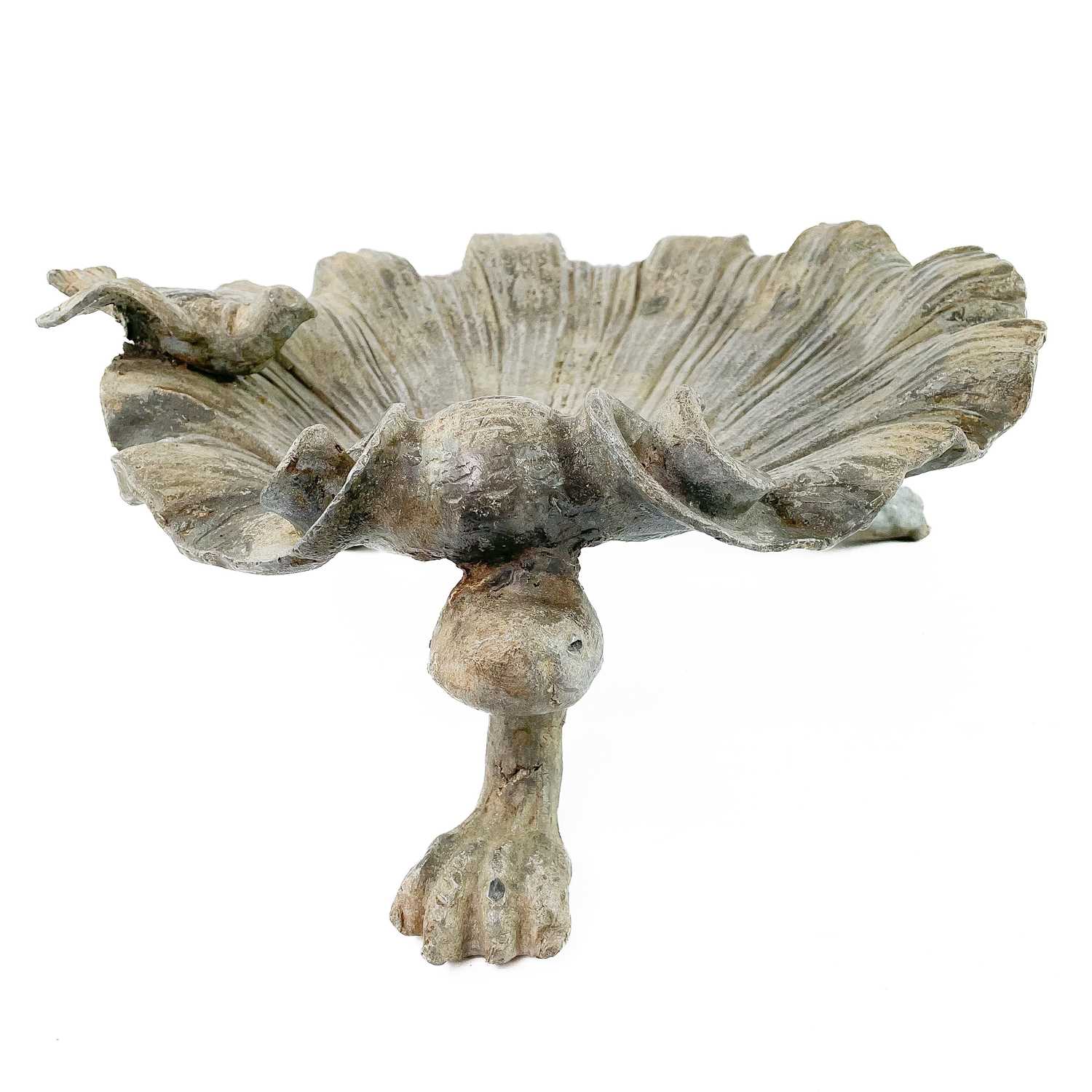 Lot 611 - Victorian lead bird bath of scallop design.