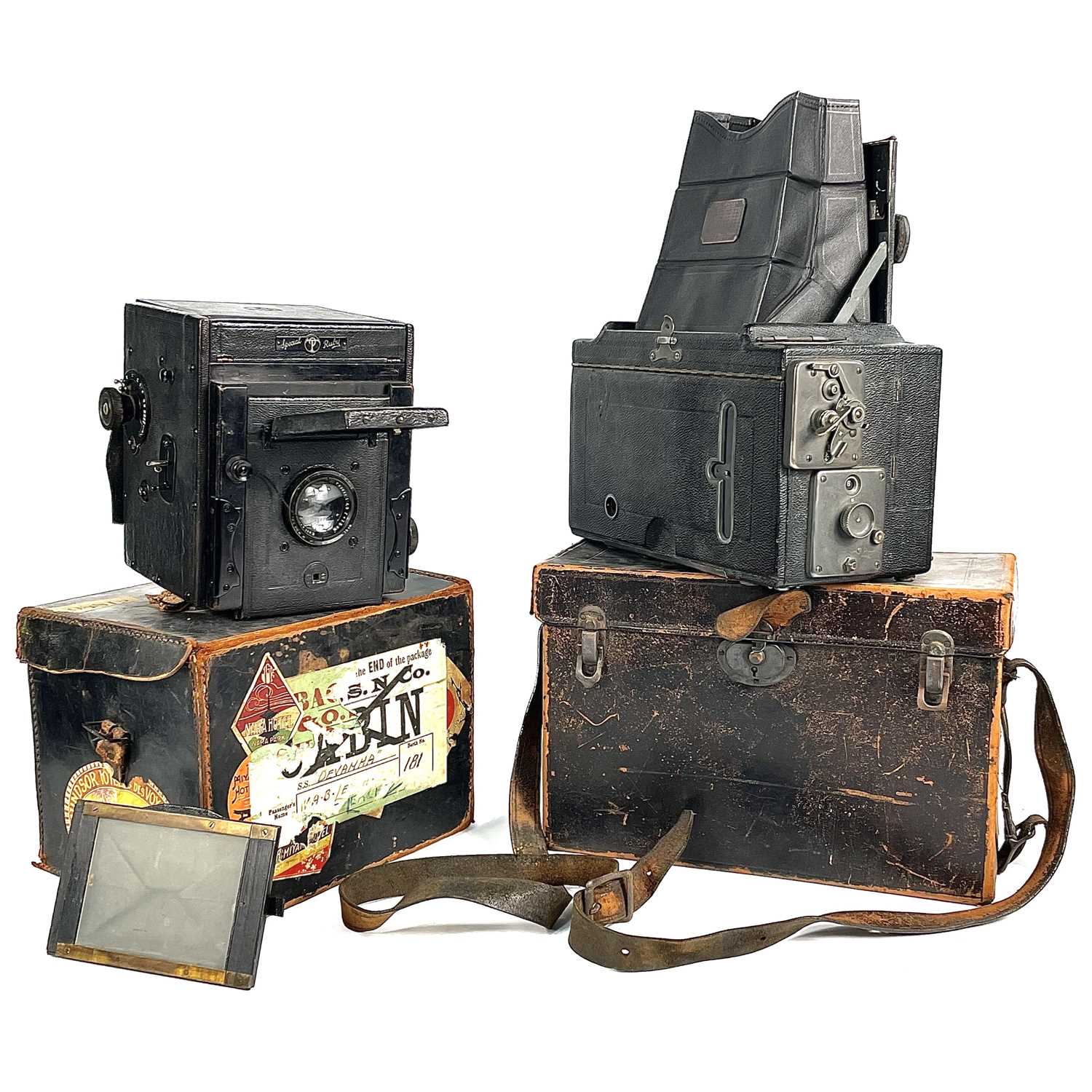 Lot 109 - Two leather cased cameras used by W.A. B