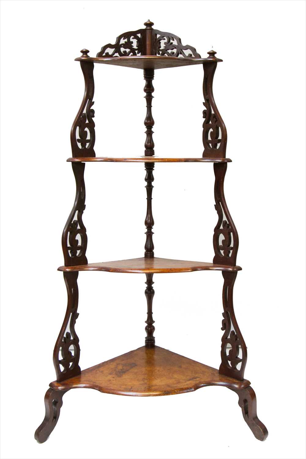 Lot 3266 - A Victorian walnut corner whatnot.