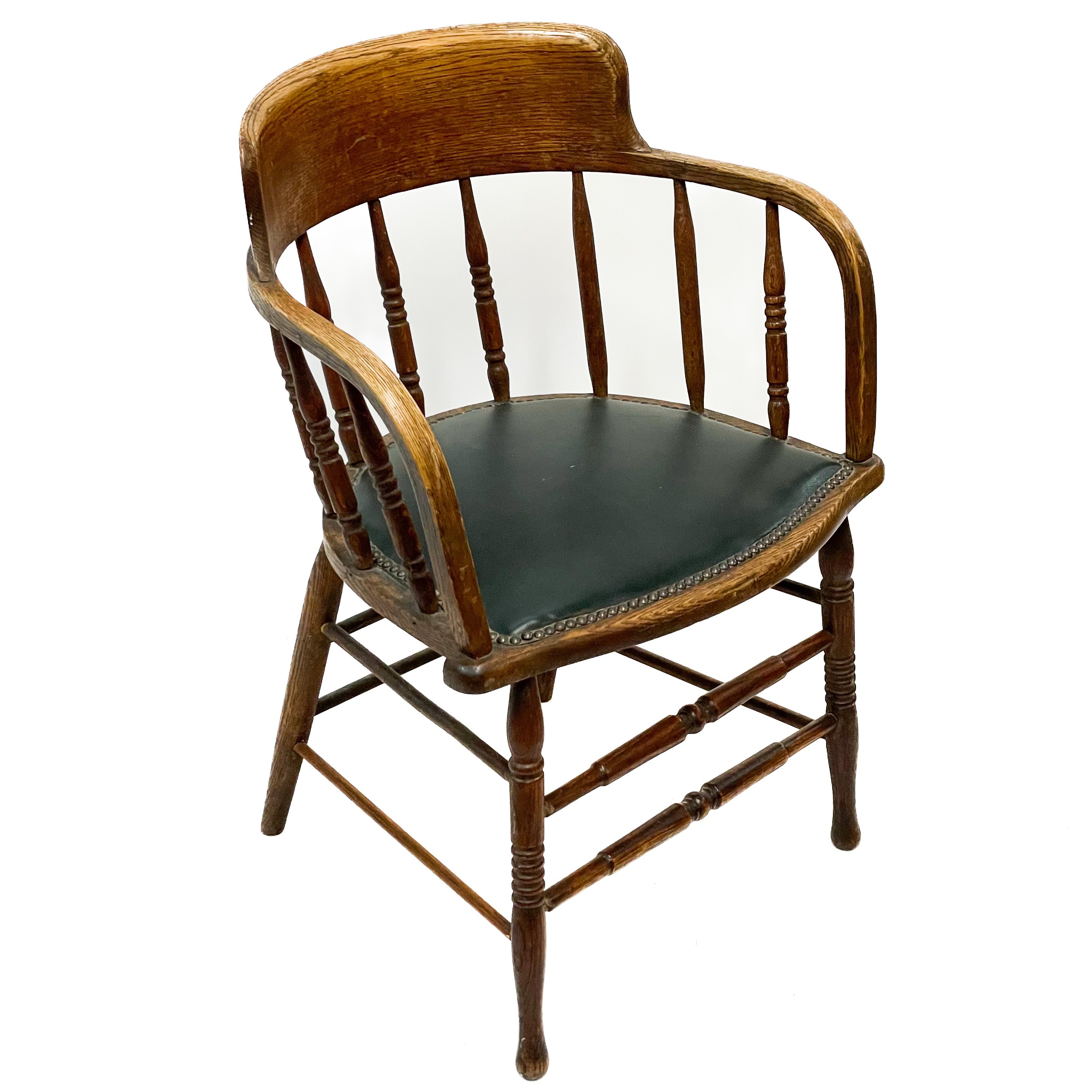 Lot 47 - An early 20th century oak bow smokers chair.