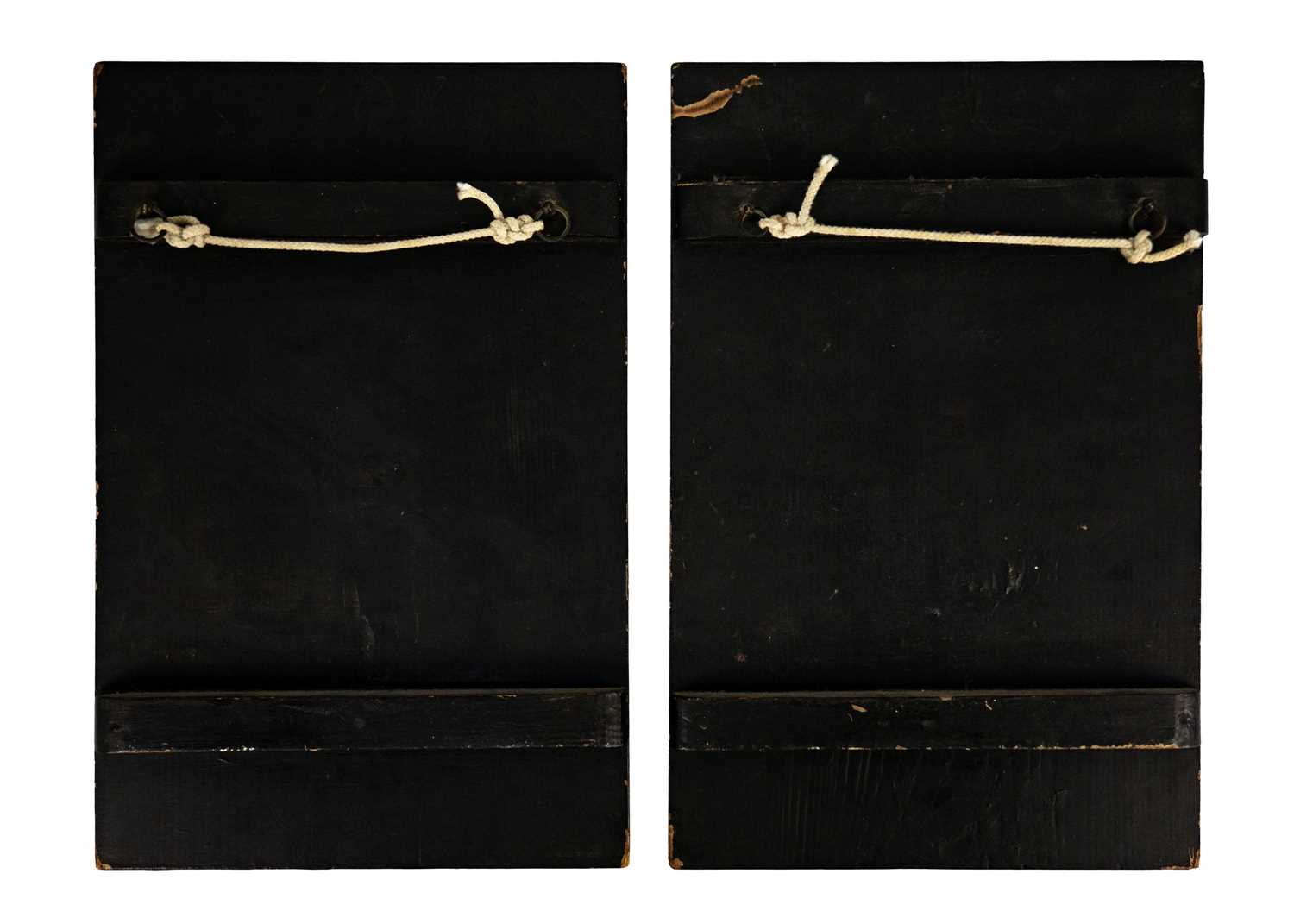 Lot 92 - A pair of Japanese bone decorated ebonised