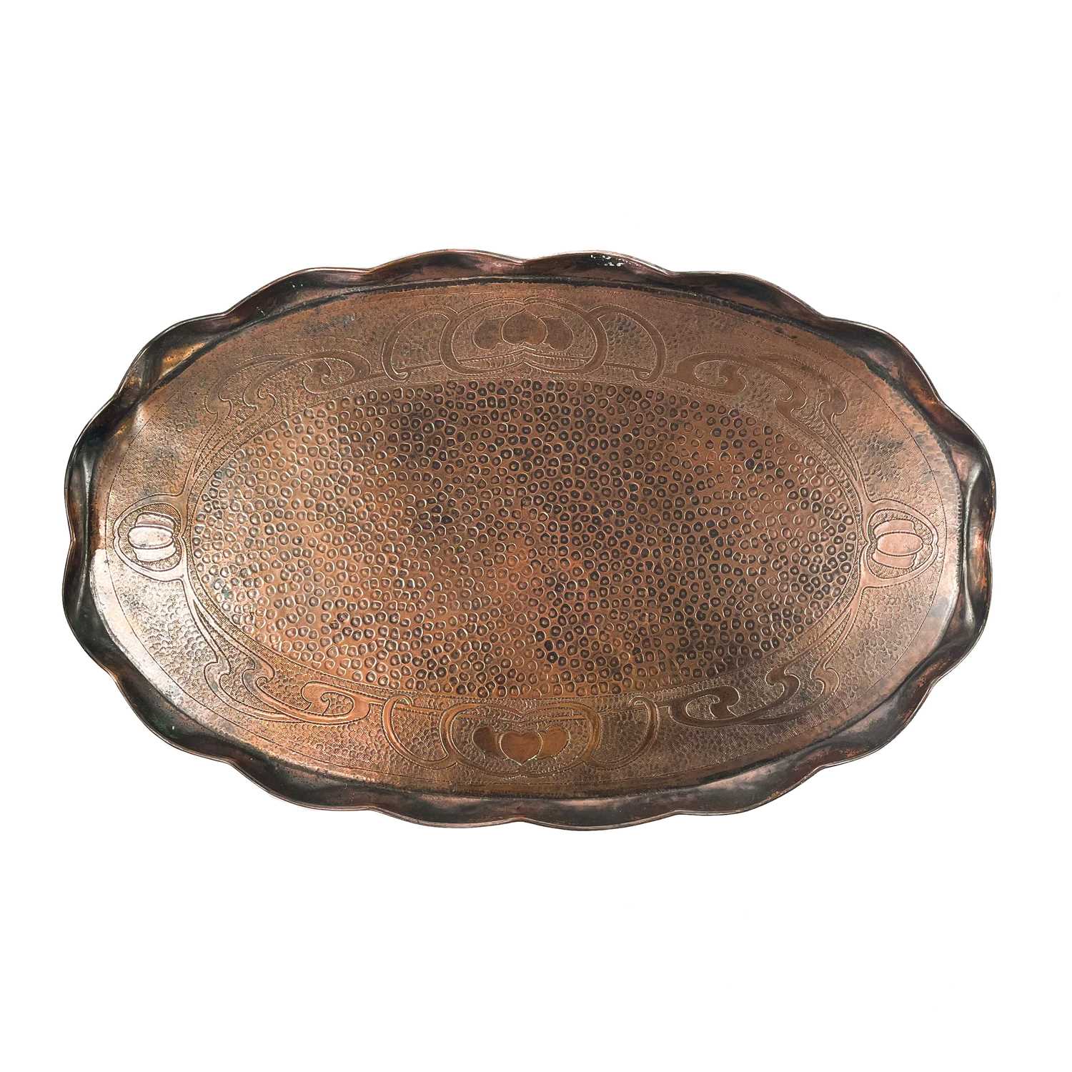 Lot 154 - A large Hayle copper tray, with Art Nouveau