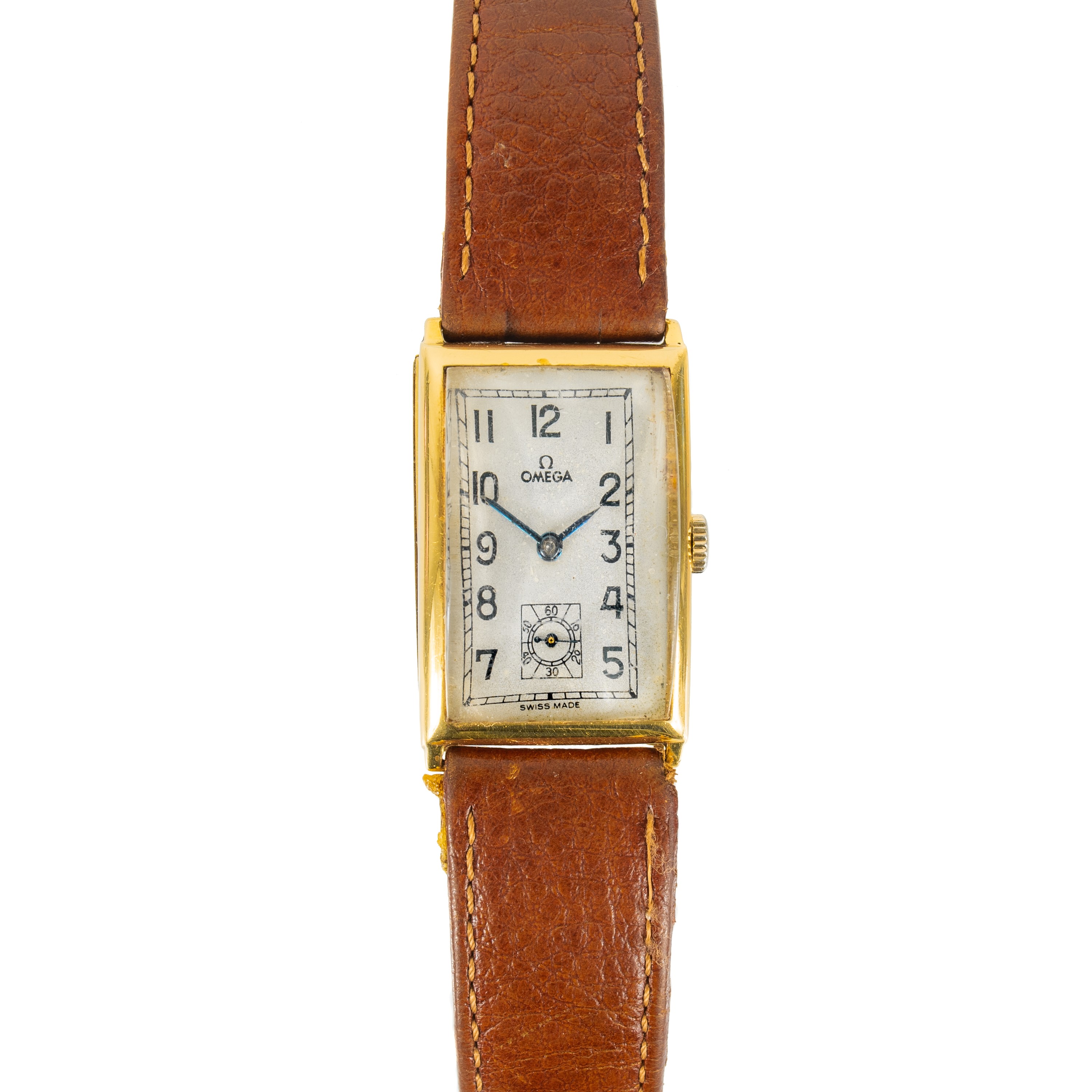 Lot 90 - A rare Omega 1930's 18ct gold cased Tank T17