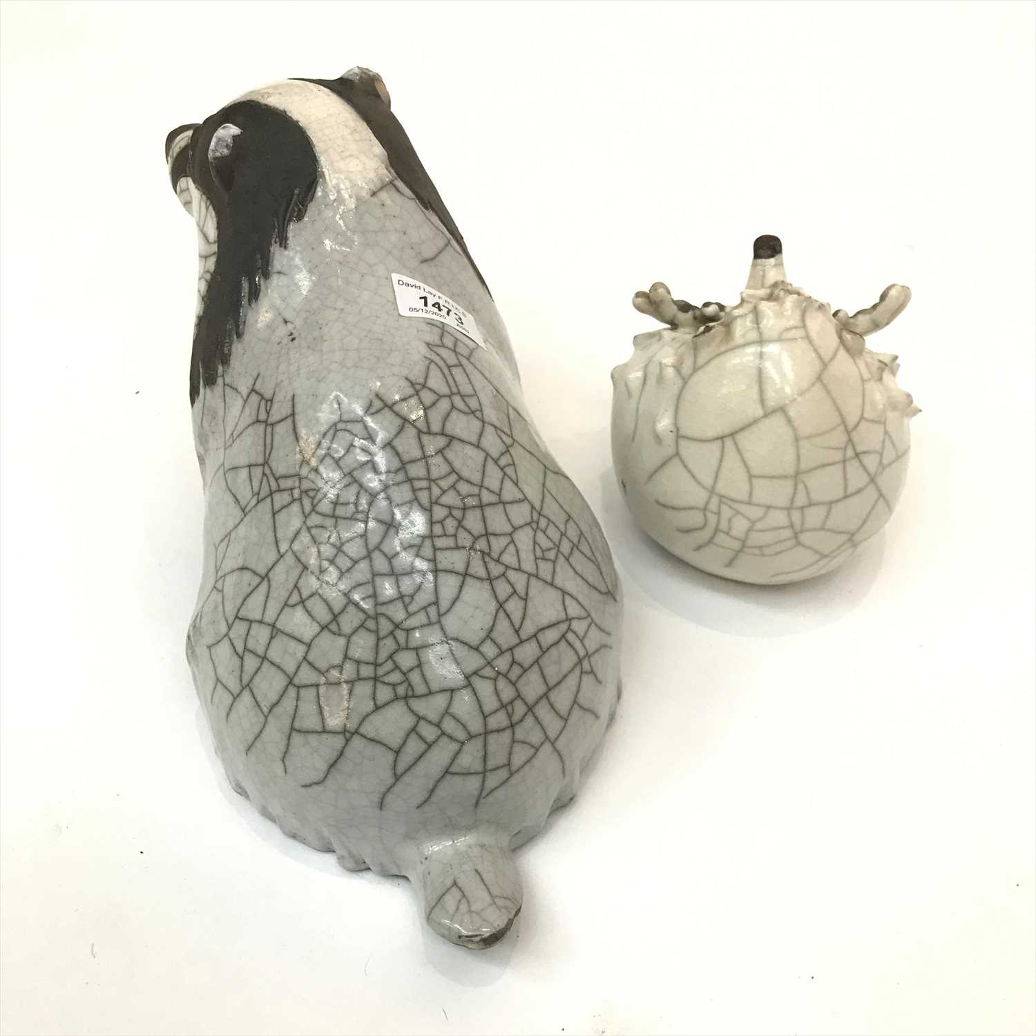 Lot 1473 - A Brian Andrew raku pottery badger and