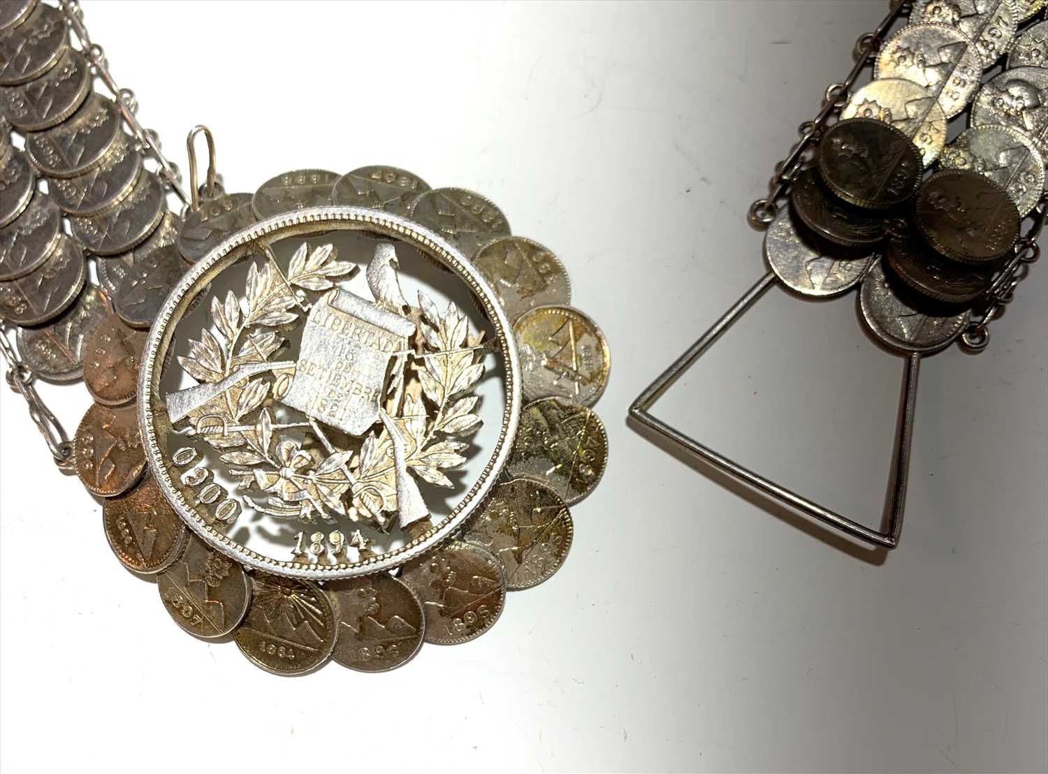 Lot 2478 - A coin belt, made from 1/4 real coins, the