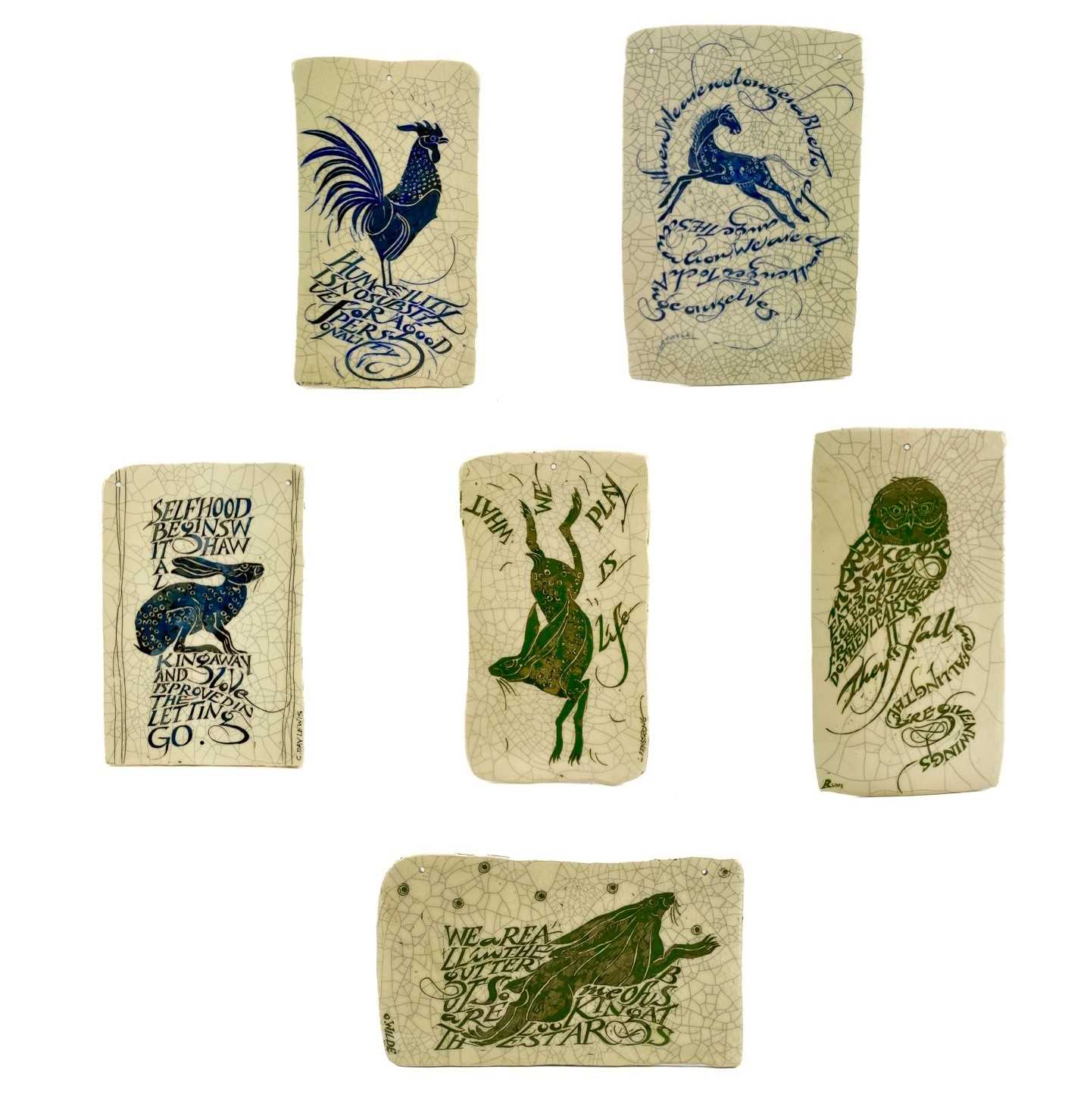 Lot 281 - Eight ceramic poetry wall plaques by Iris