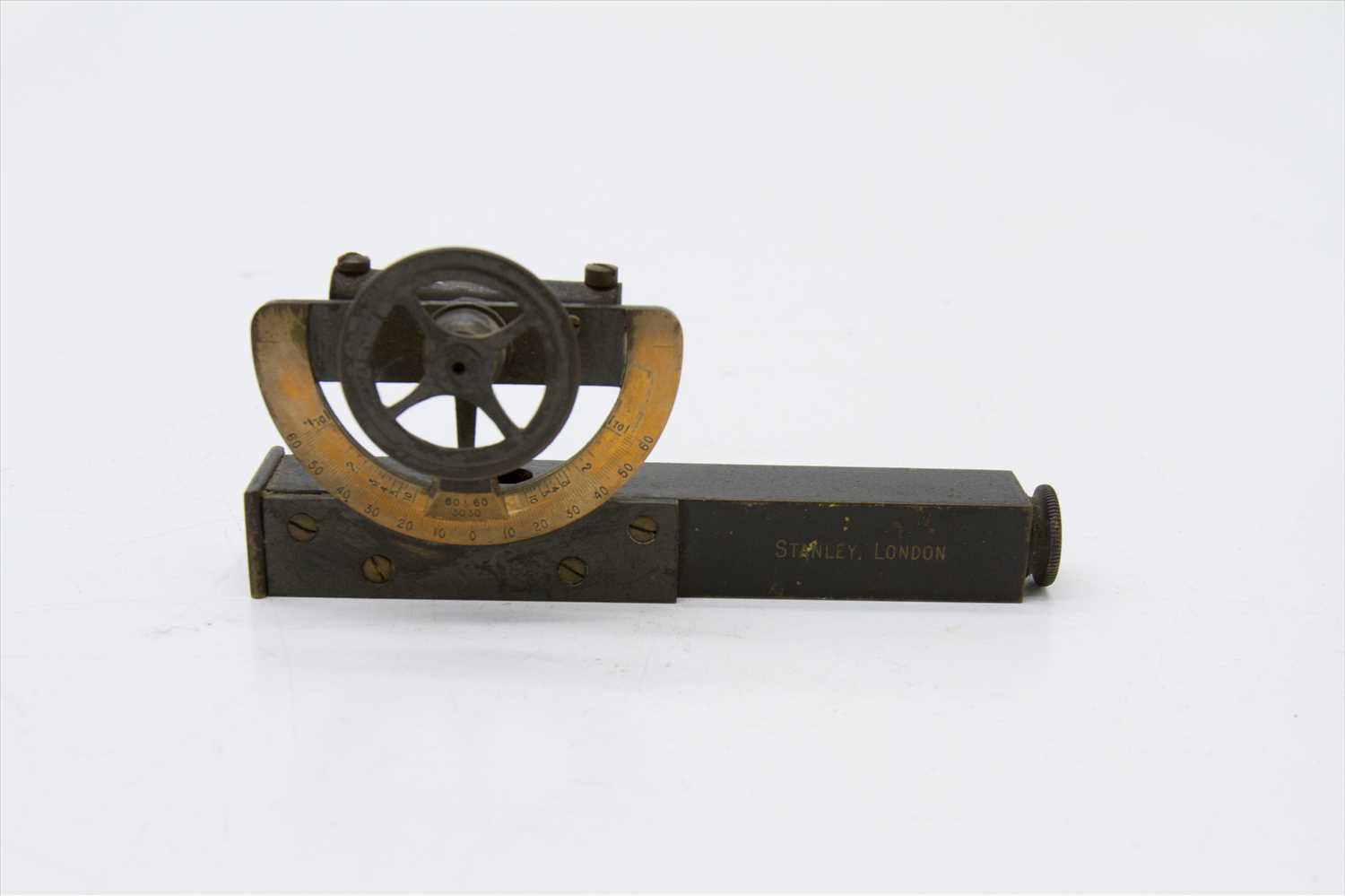 Lot 378 - A brass and black lacquered clinometer by