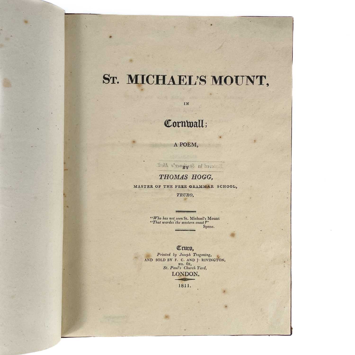 Lot 450 - Thomas Hogg. 'St Michaels Mount in Cornwall;